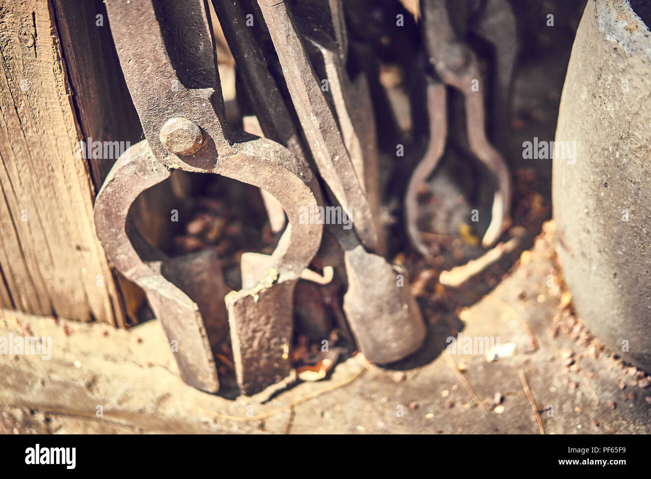 Old and oxide tools in a farm Stock Photo - Alamy