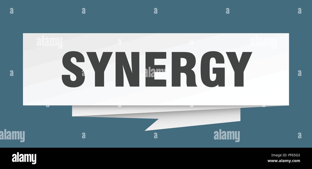 synergy sign. synergy paper origami speech bubble. synergy tag. synergy ...