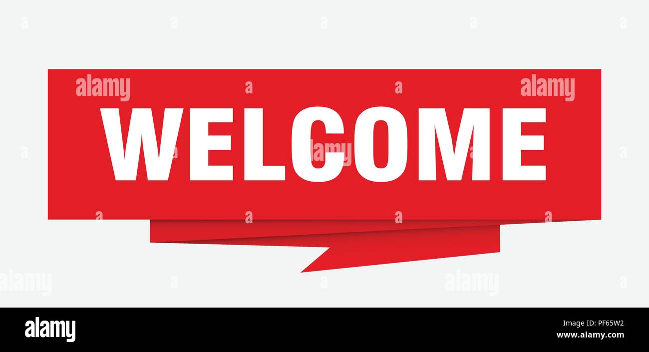 welcome sign. welcome paper origami speech bubble. welcome tag. welcome ...