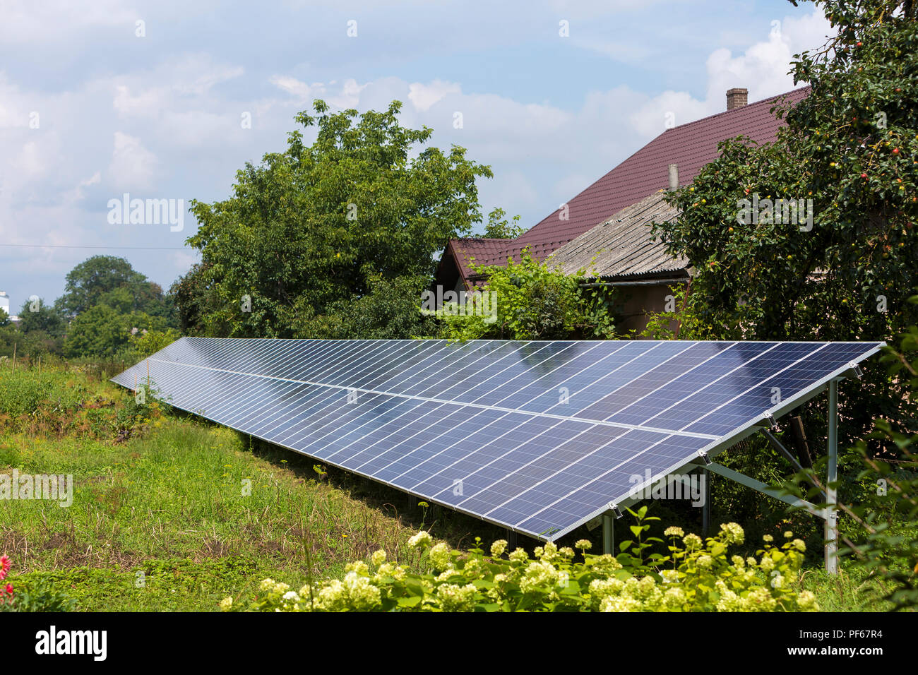 Modern saving efficient stand -alone blue shiny solar photo voltaic ...