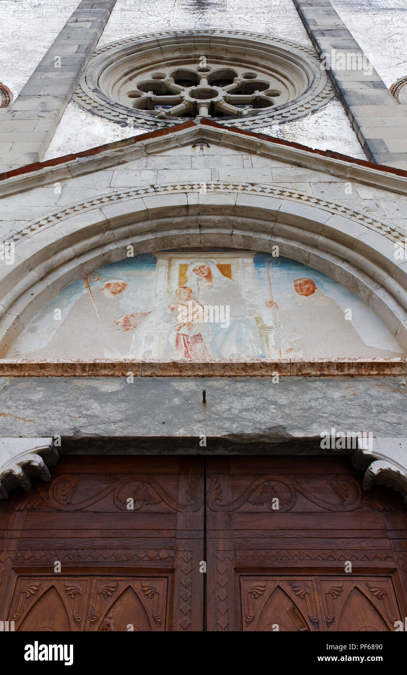 Facade of the church of Santa Maria di Follina abbey in Follina, Italy ...