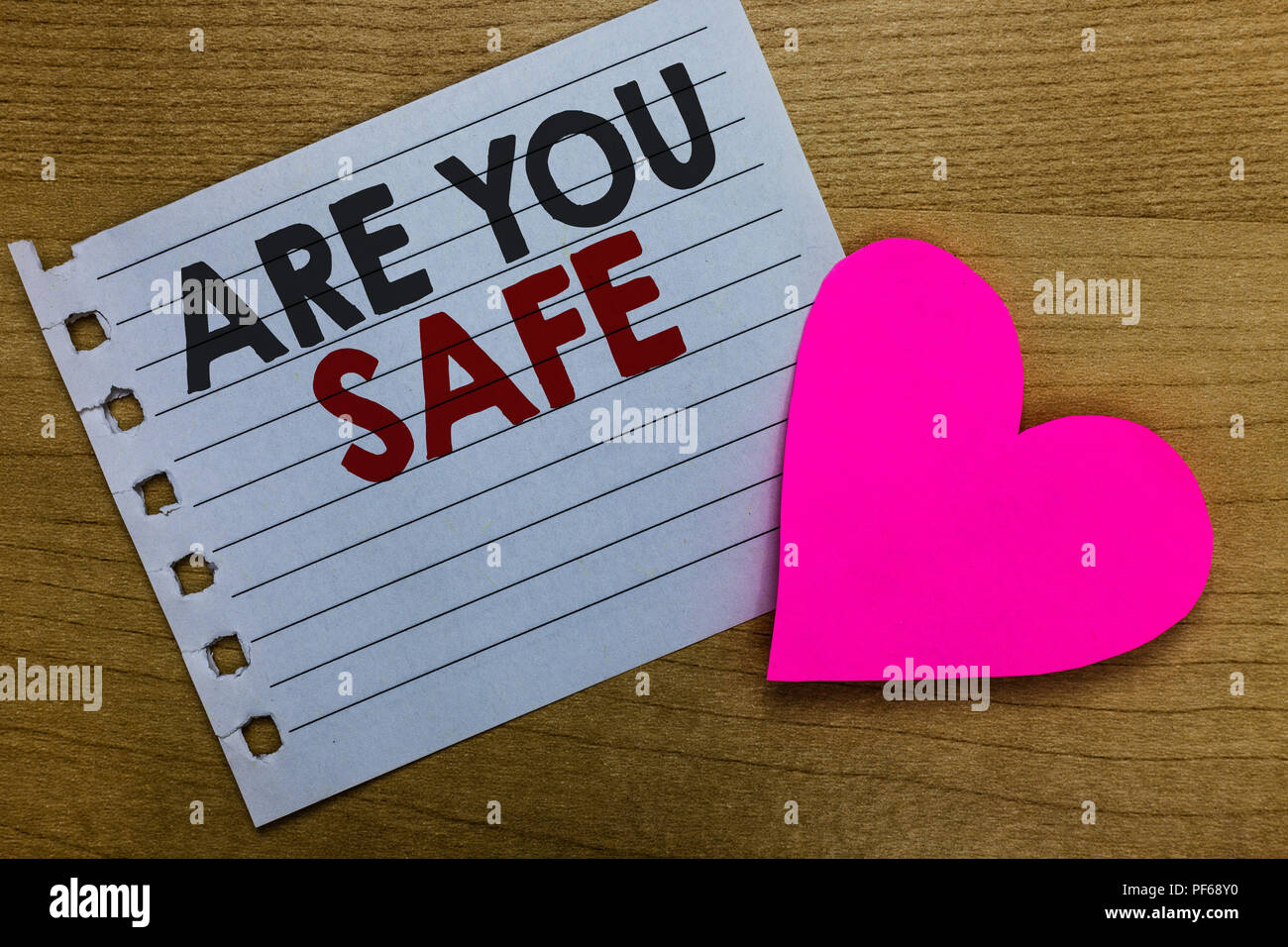 Conceptual hand writing showing Are You Safe. Business photo showcasing ...