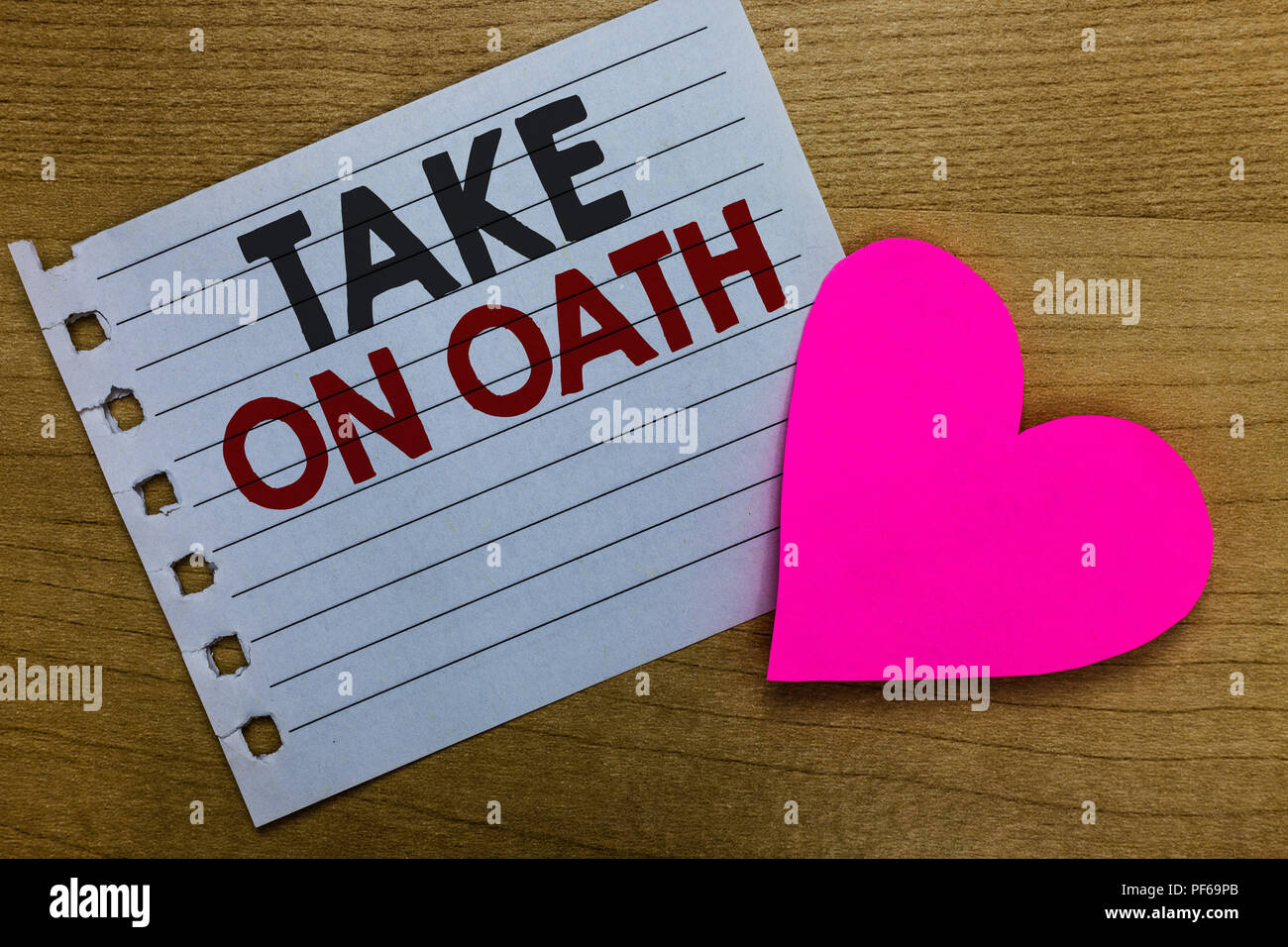 Conceptual hand writing showing Take On Oath. Business photo showcasing ...
