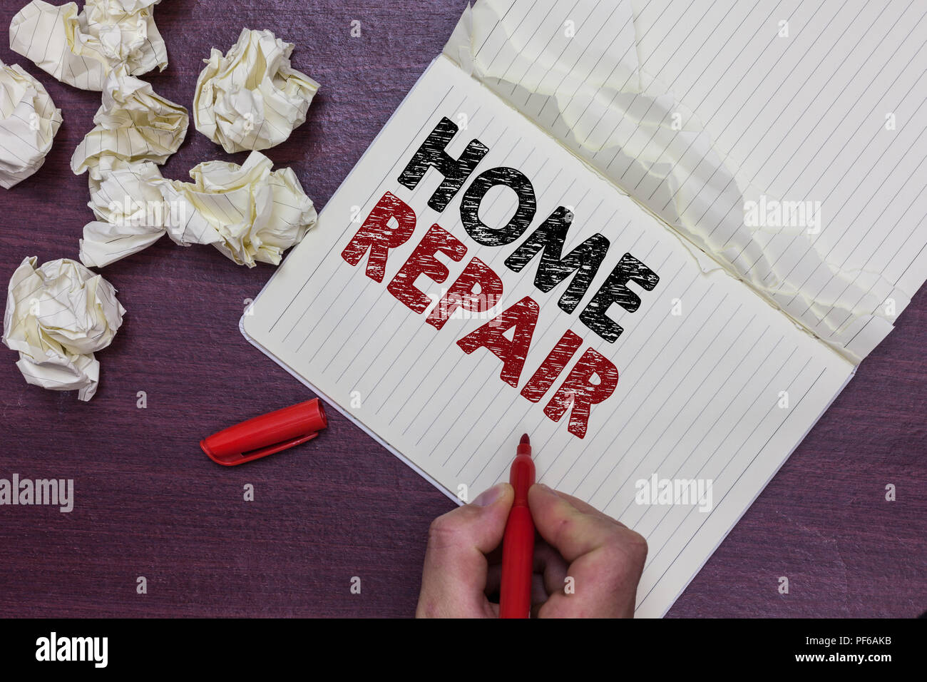 Handwriting text Home Repair. Concept meaning maintenance or improving ...