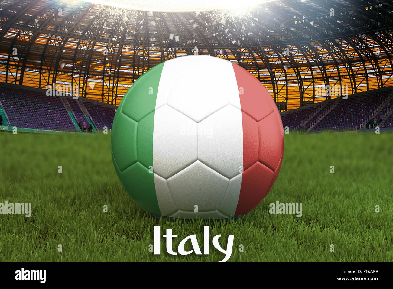 Italy football team ball on big stadium background. Italy Team ...