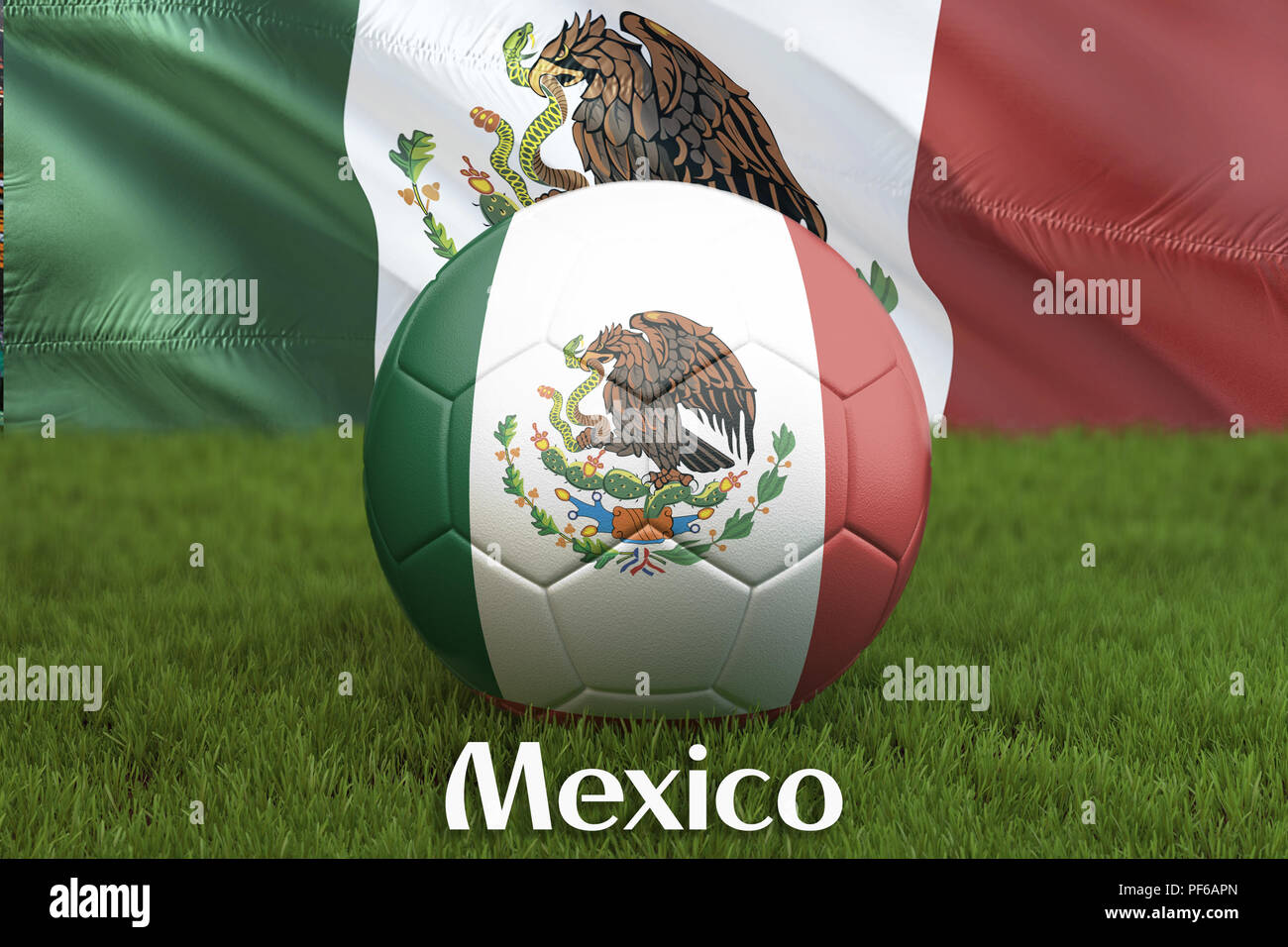Mexico football team ball on big stadium background. Mexico Team ...