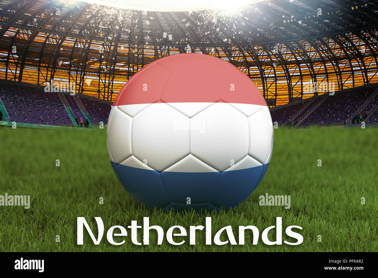 3d illustration football with flag of the netherlands soccer ball on hi ...