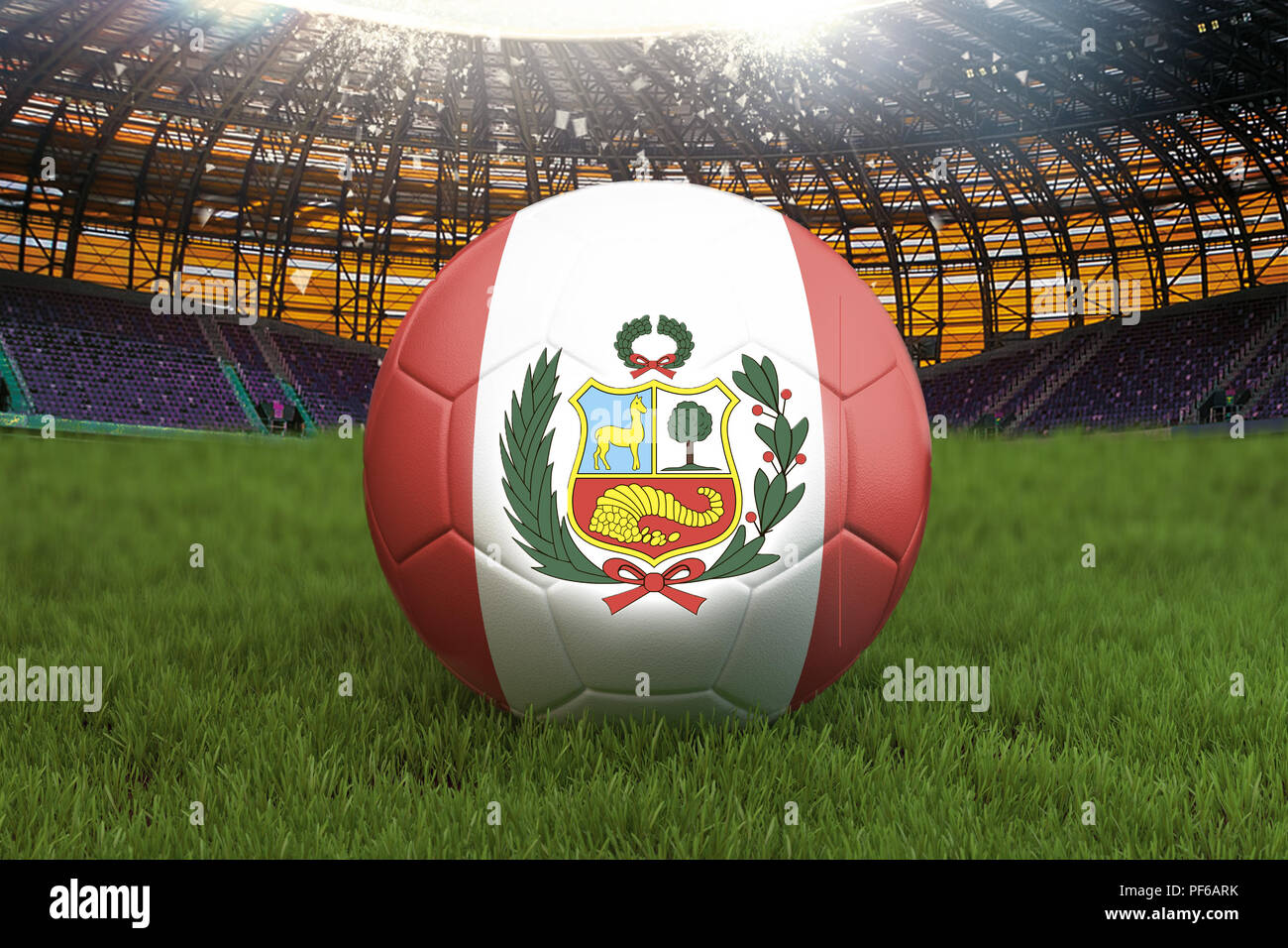 Peru football team ball on big stadium background. Peru Team ...