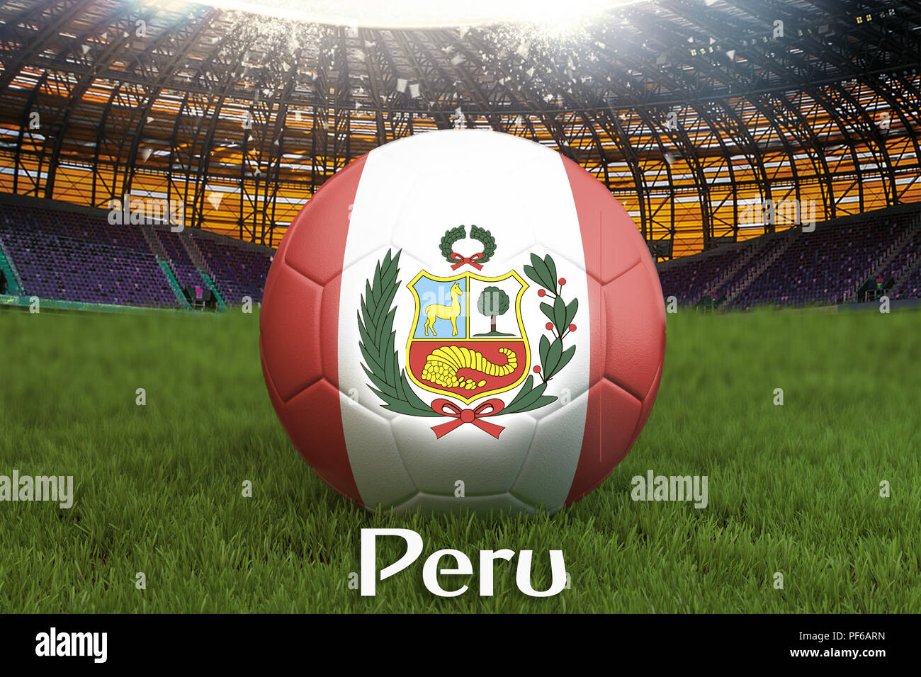 Peru football team ball on big stadium background. Peru Team ...