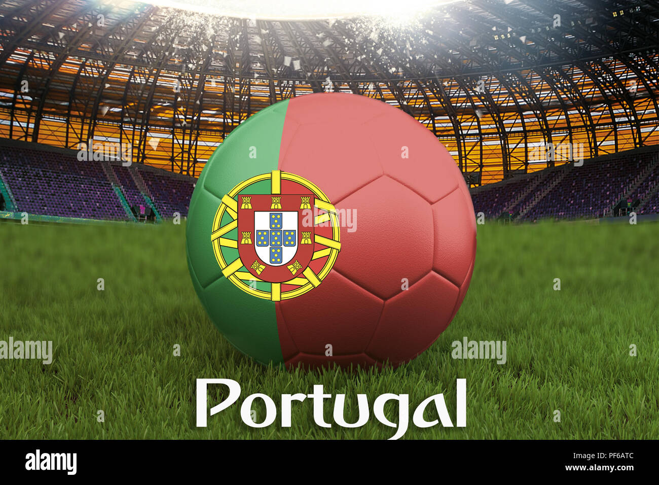 Portugal football team ball on big stadium background. Portugal Team ...
