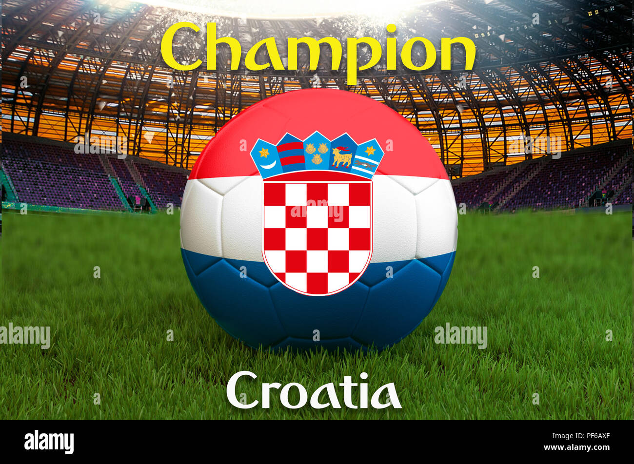 World Champions on Croatian football team ball on big stadium ...