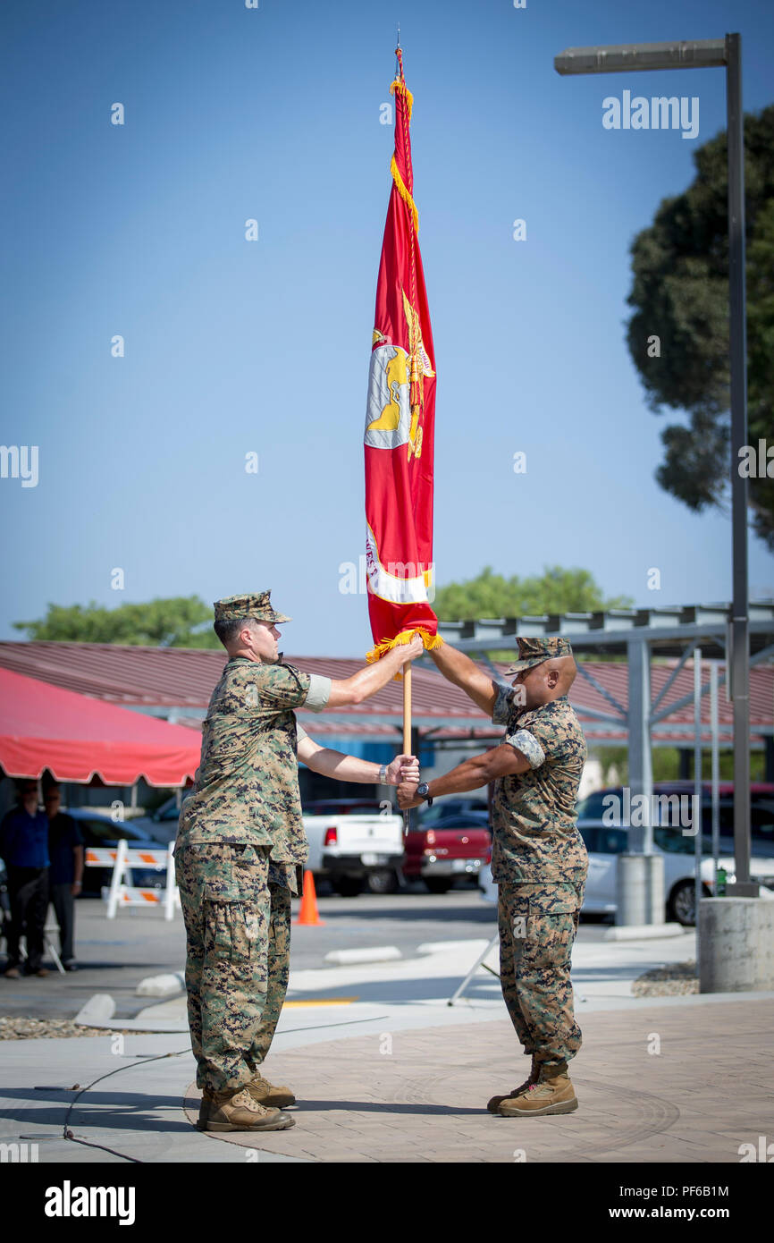 U.S. Marine Corps Sgt. Maj. Mario P. Fields, right, battalion sergeant ...