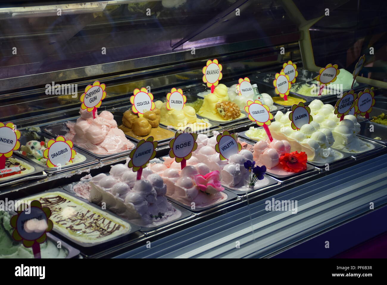 Gelato offerings at Fenocchio in Nice, France Stock Photo - Alamy