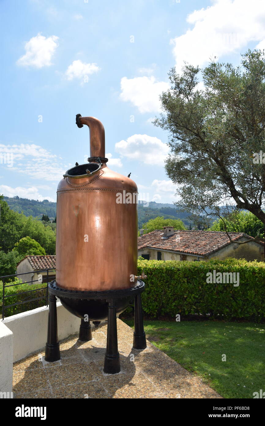 Distilling vats and equipment at the Galimard Perfumery in Grasse ...