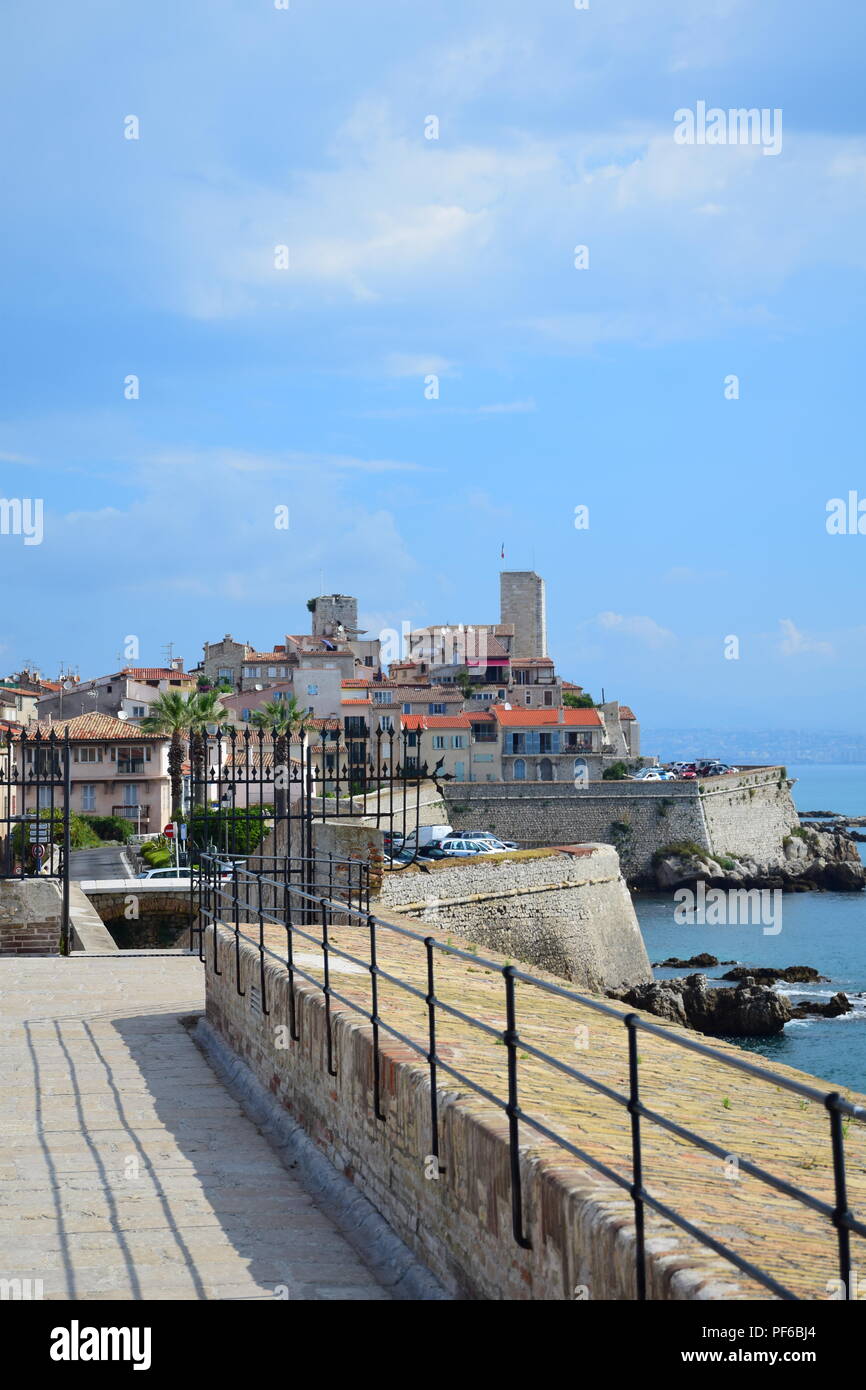 View of the shore and village of Antibes, Cote D'Azur France Stock ...