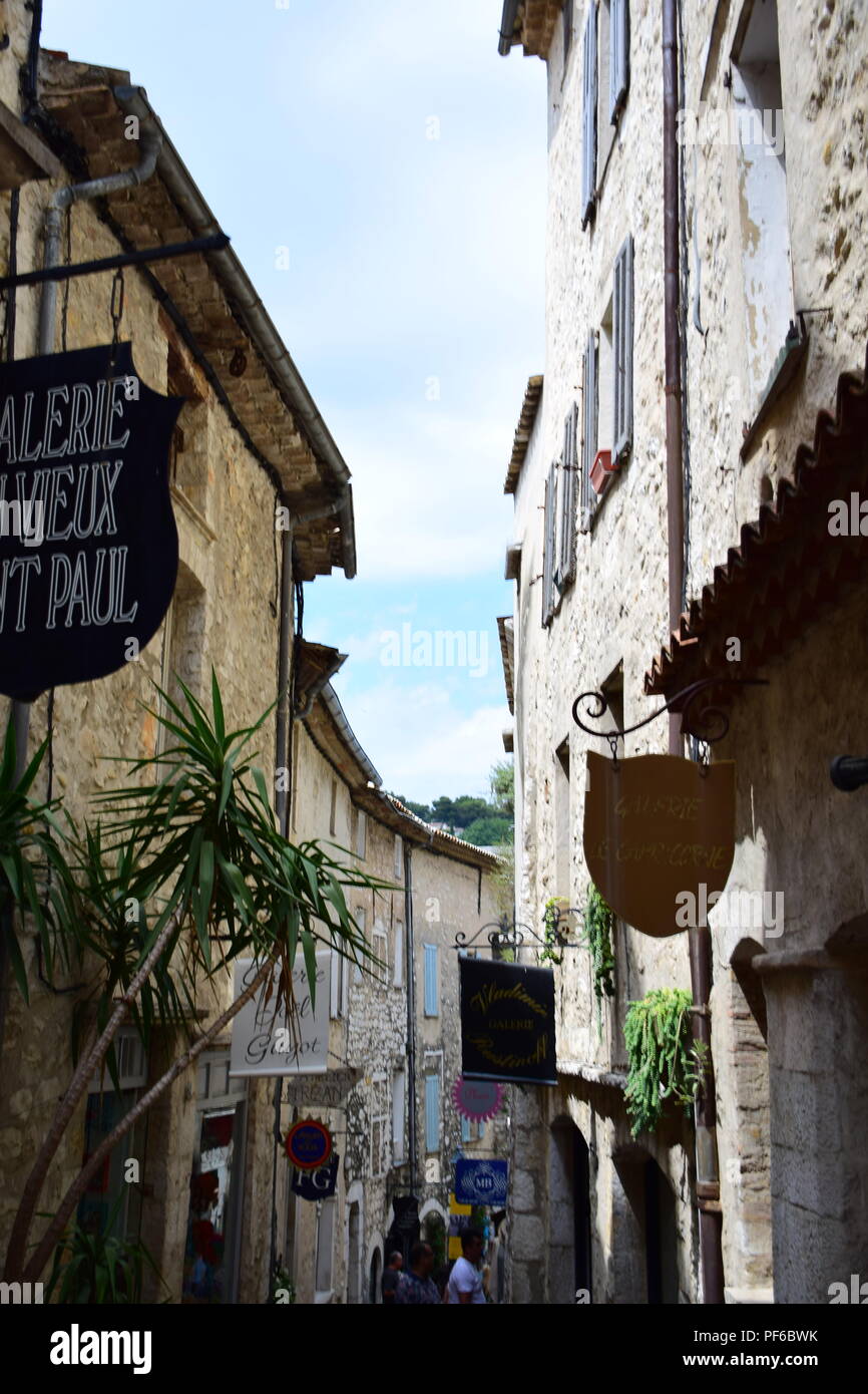 Street scenes and shop signs from the hilltop village of St. Paul de ...