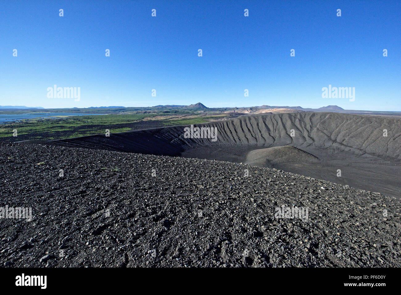Hverfjall volcanic crater near lake Myvatn in Iceland, one of the ...