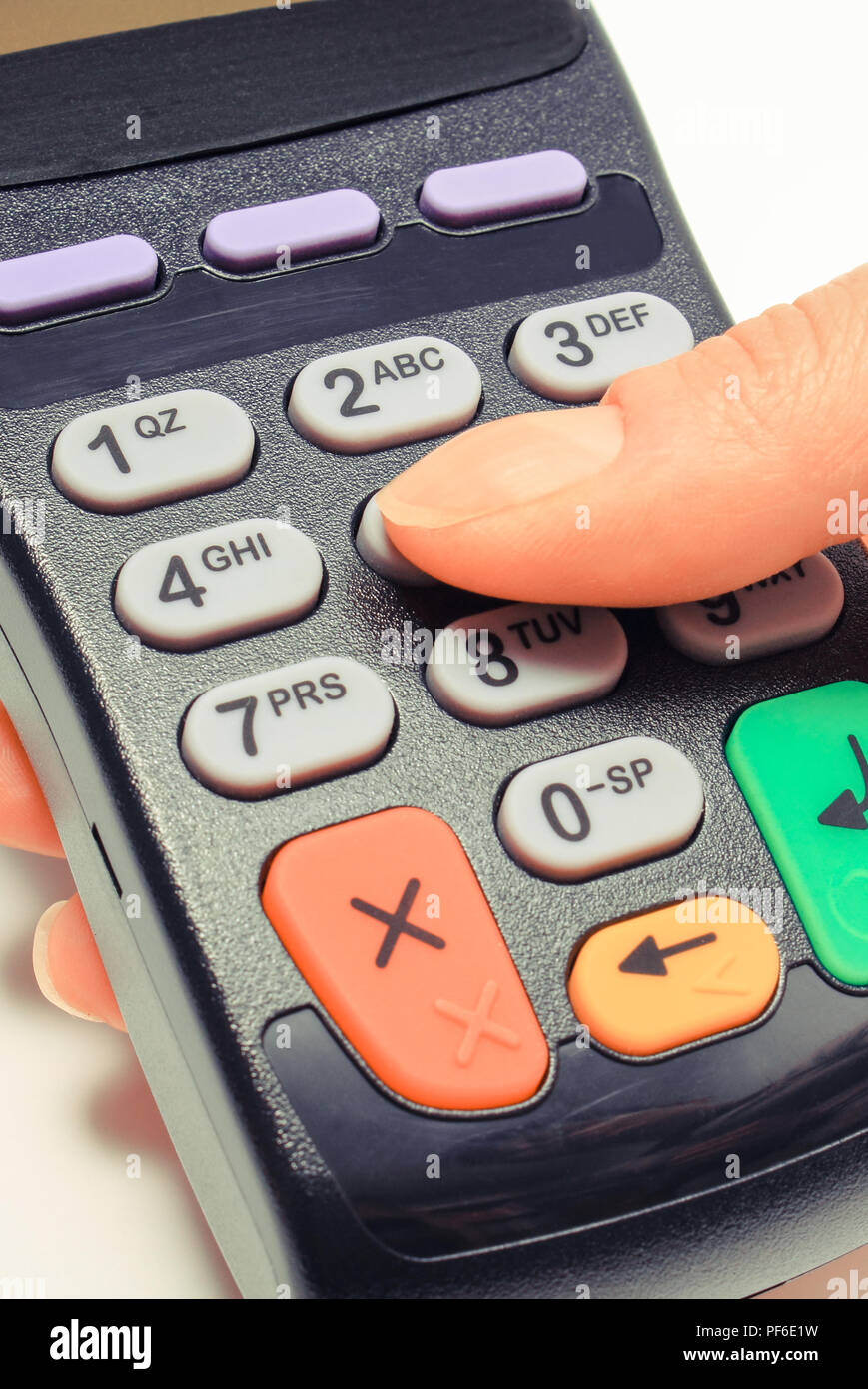 Using payment terminal, enter personal identification number, finance ...
