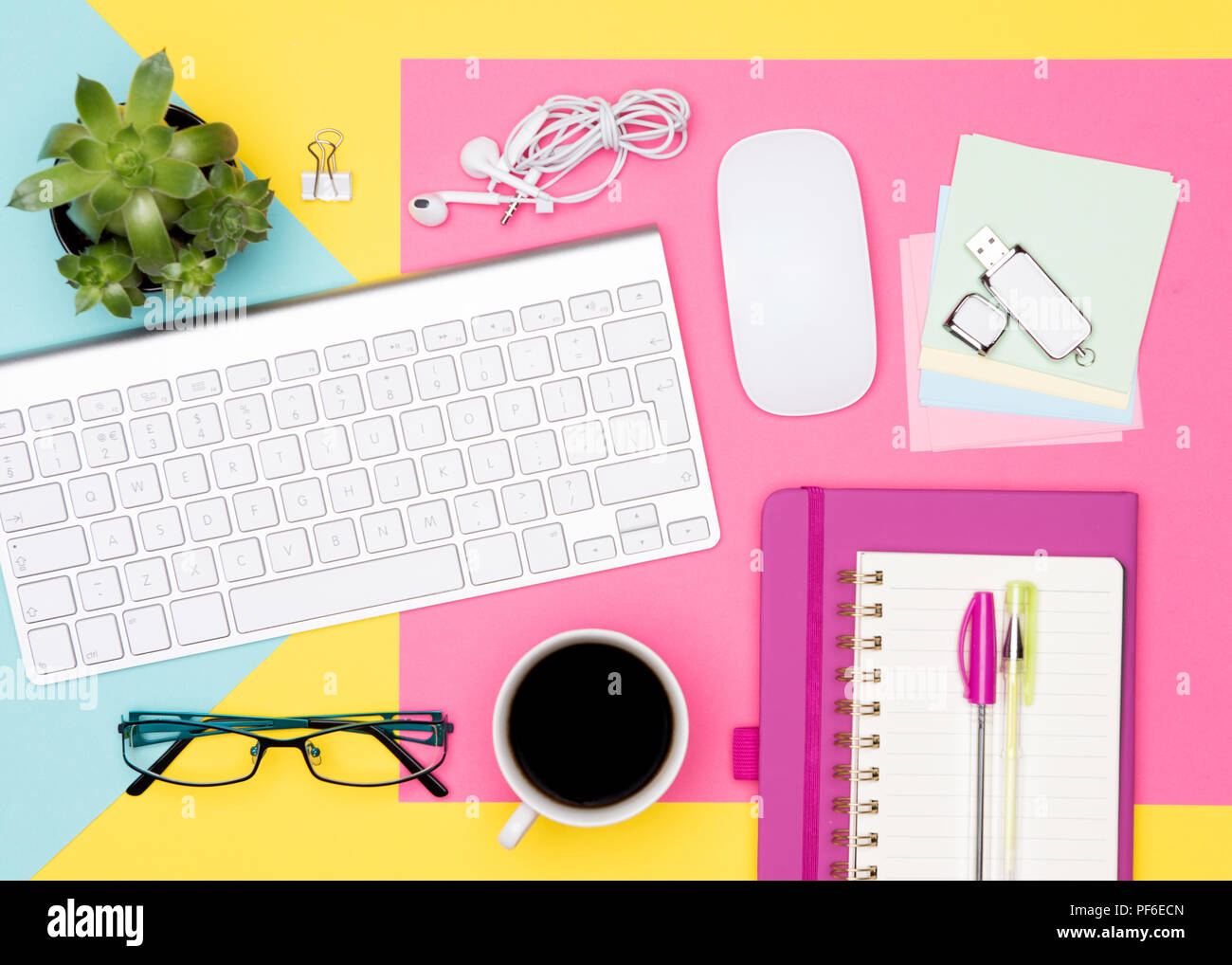 Office Desk Working Space Flat Lay Top View Photo Of Workspace With Keyboard Notepad And