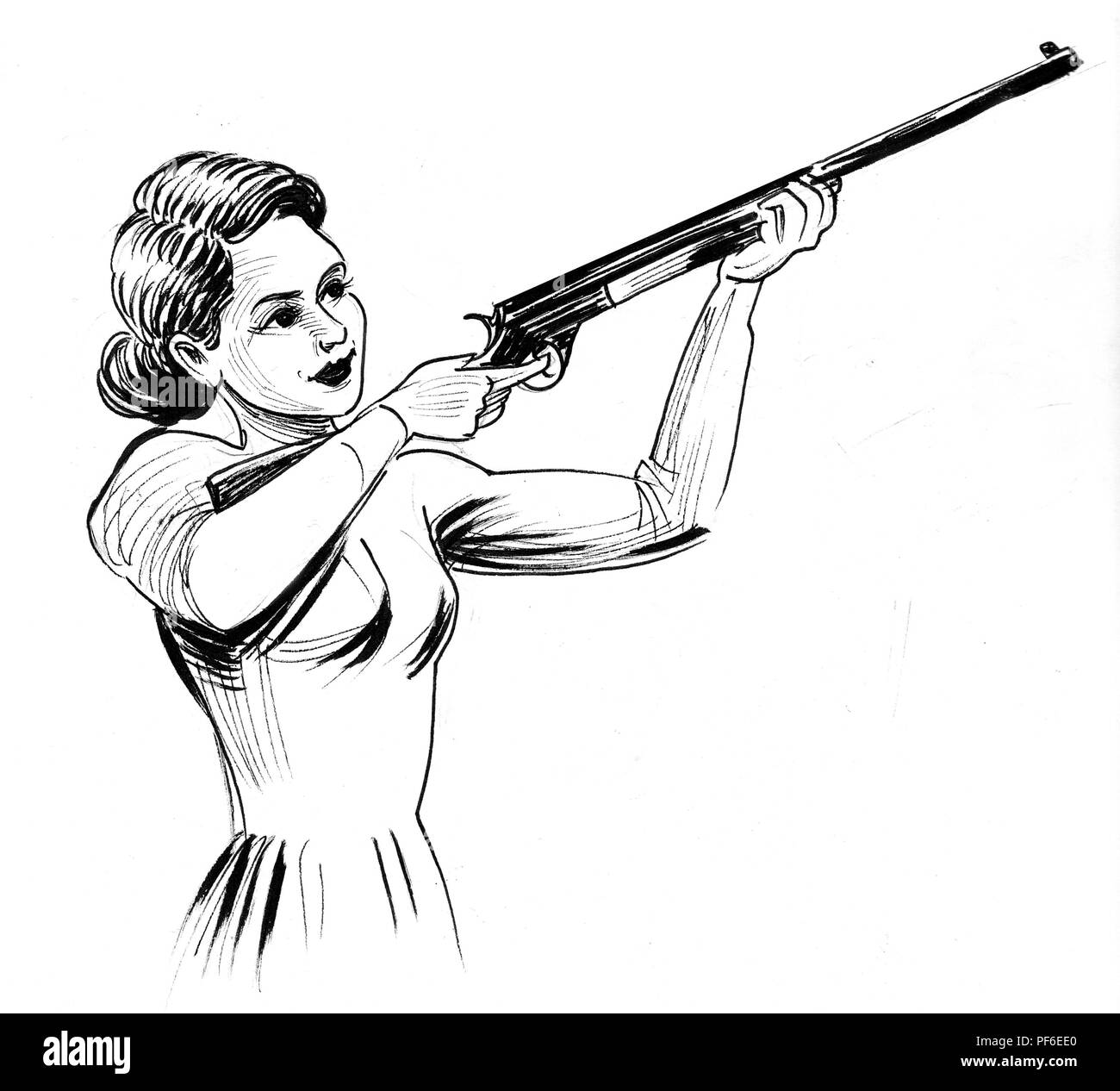 Lady shooter Black and White Stock Photos & Images - Alamy