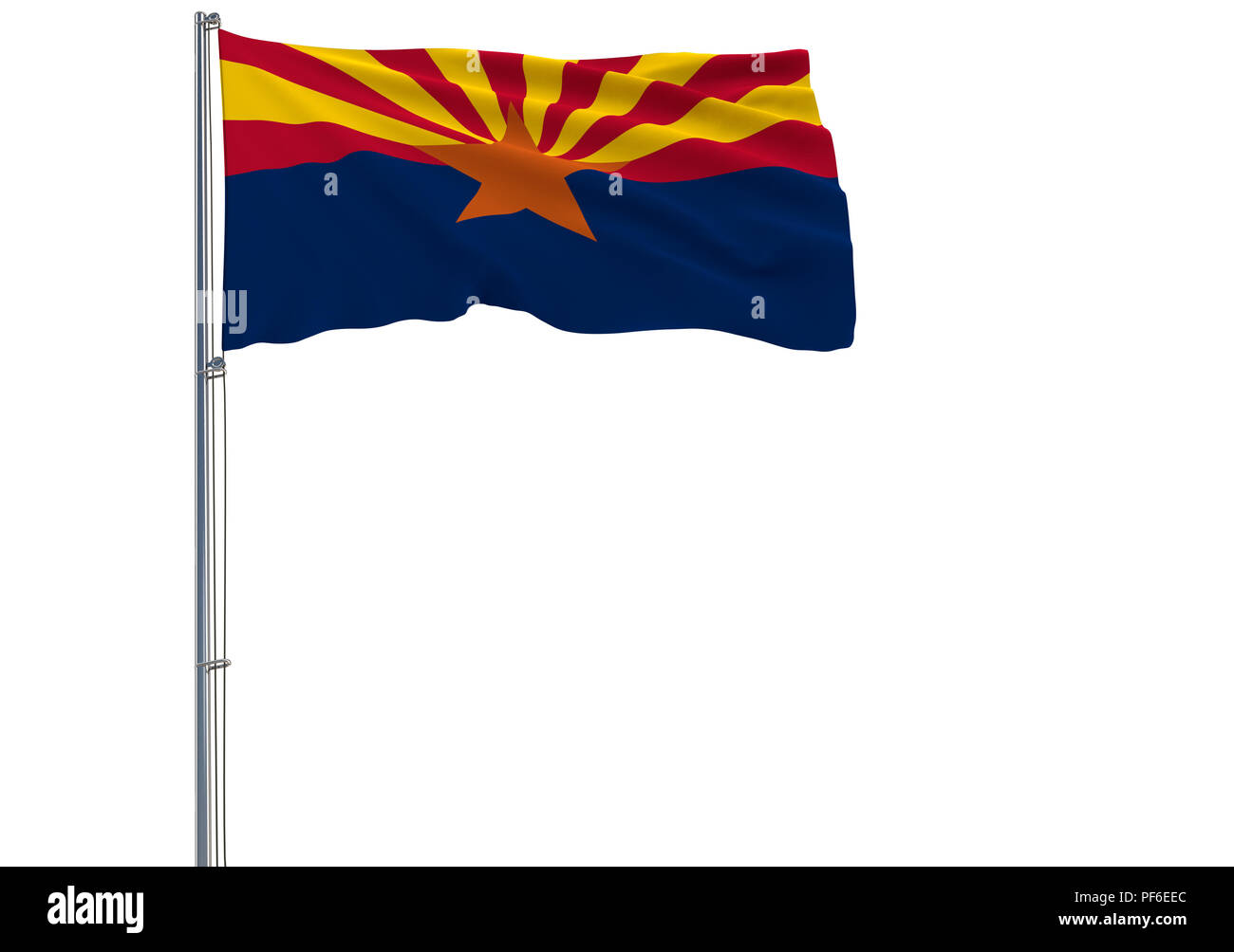 isolated flag of the US state of Arizona is flying in the wind, 3d ...