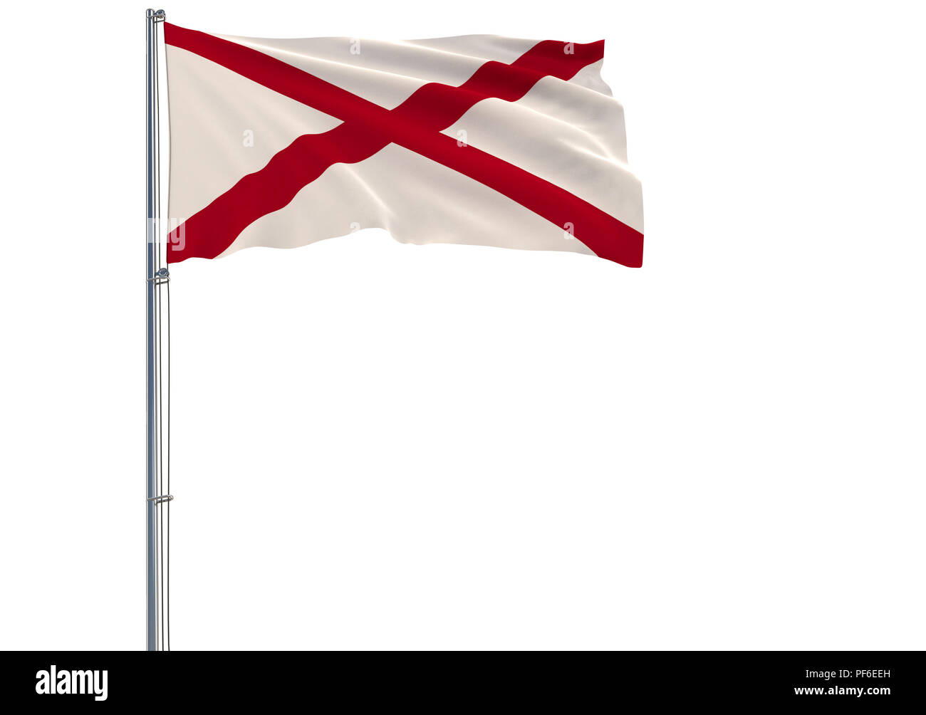 isolated flag of the US state of Alabama is flying in the wind, 3d ...