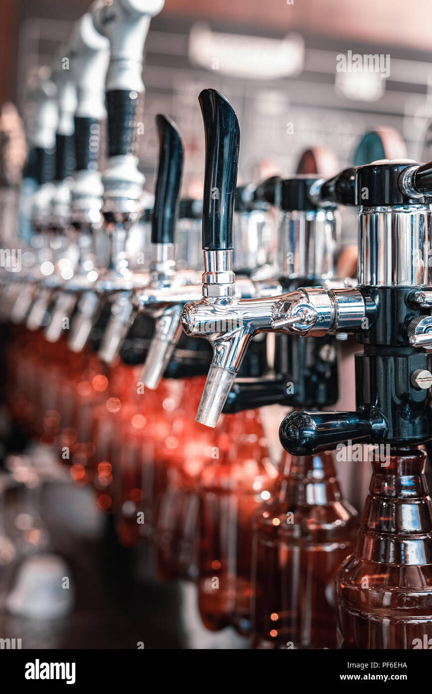 Famous beer restaurant with tasty dark craft beer Stock Photo - Alamy