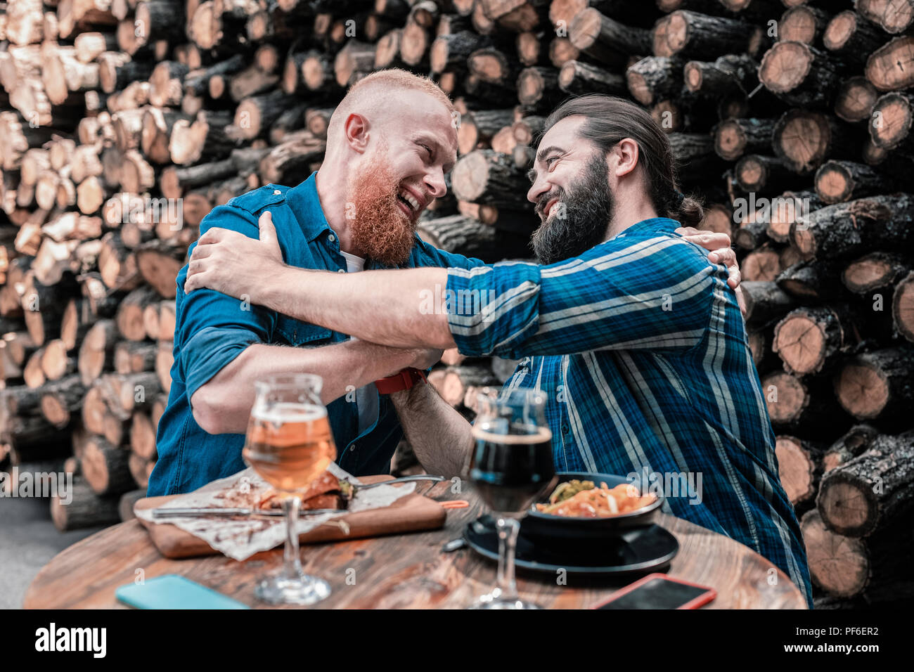 Two best friends feeling happy while spending evening together Stock ...