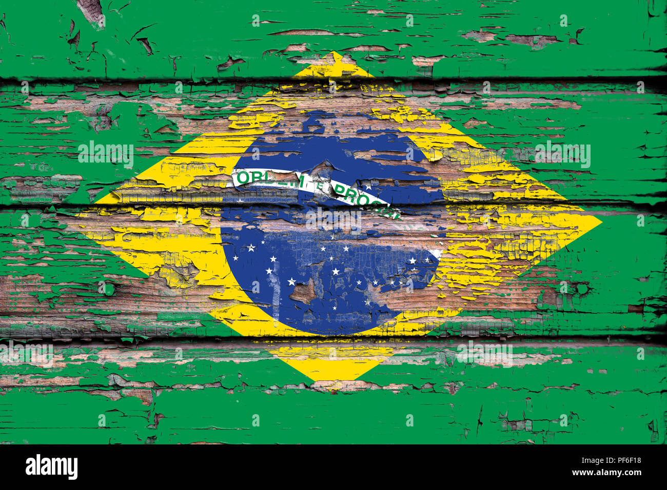 National flag of Brazil on a dull wooden background Stock Photo - Alamy
