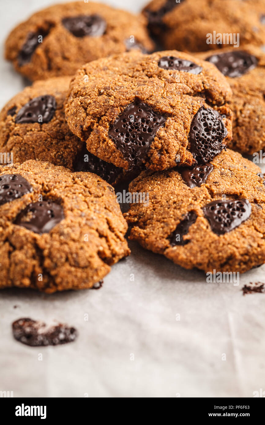 Healthy vegan cookies with chocolate. Clean eating concept Stock Photo ...