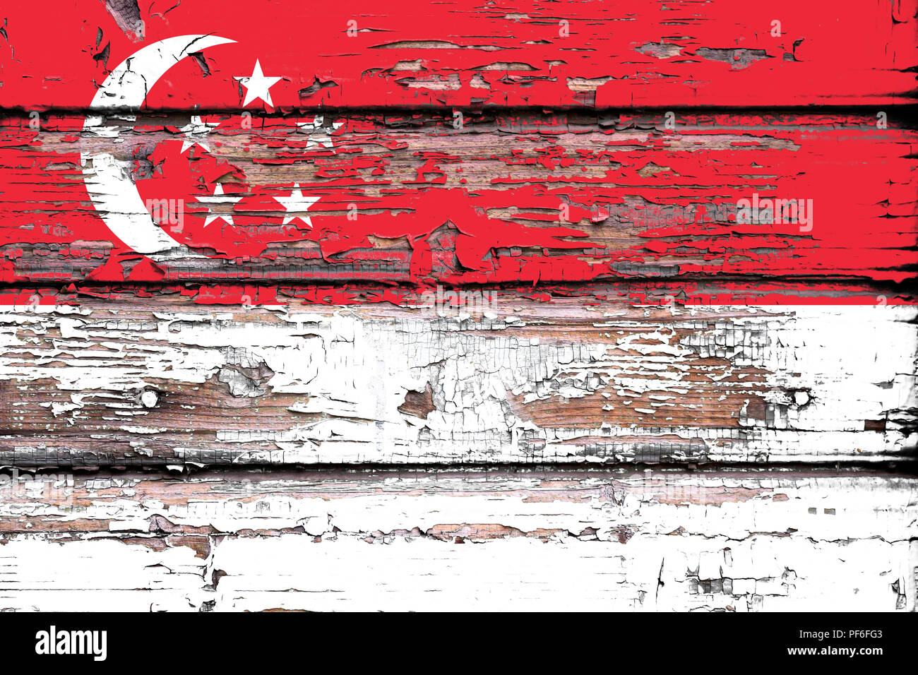 National flag of Singapore on a dull wooden background Stock Photo - Alamy