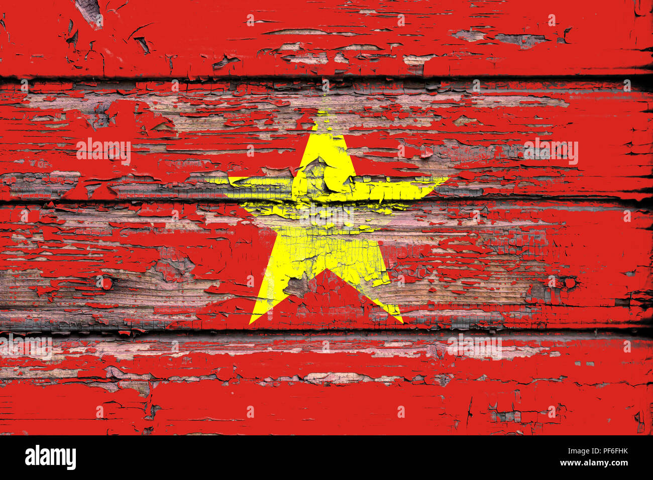 National flag of Vietnam on a dull wooden background Stock Photo - Alamy