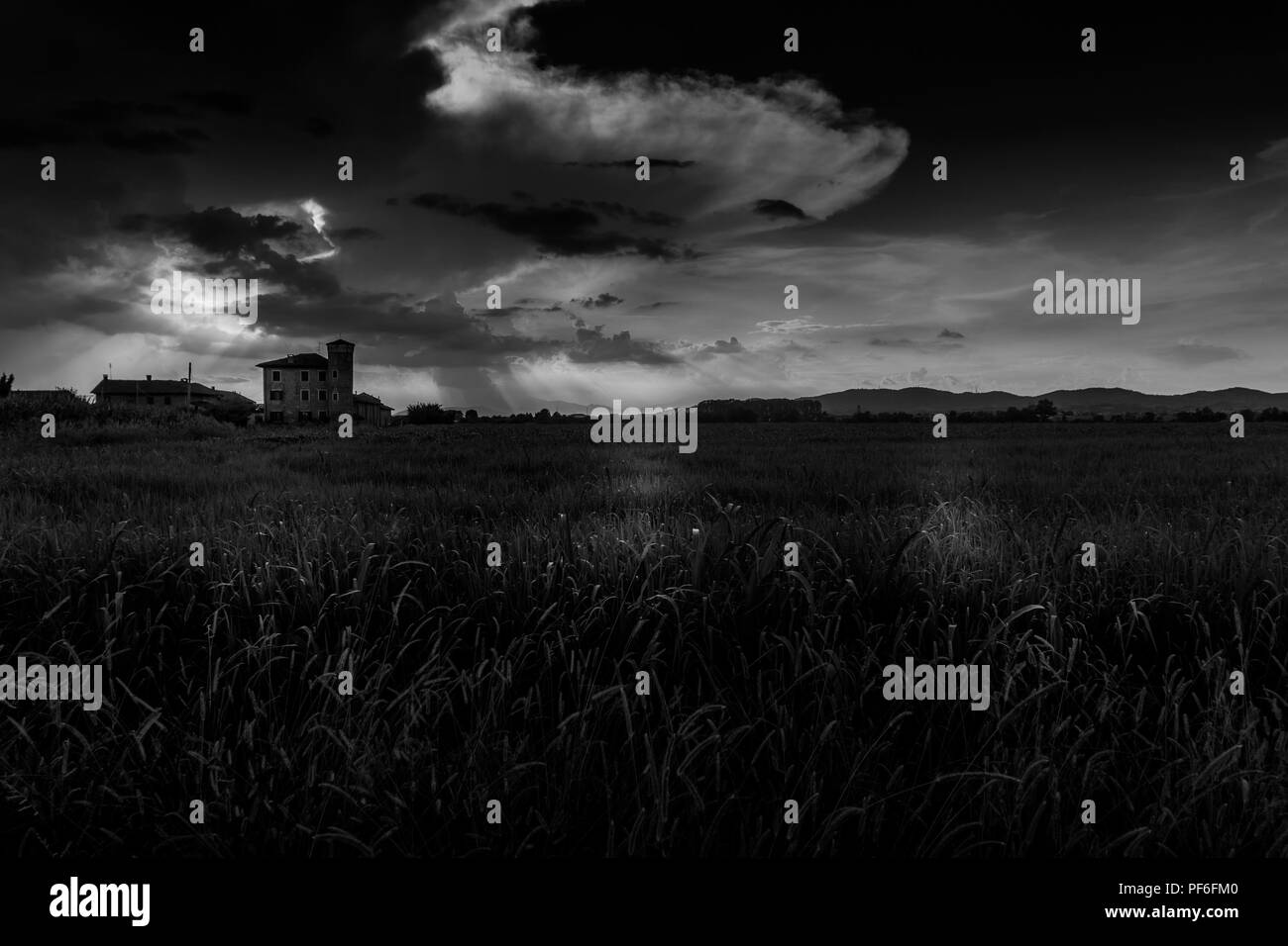 countryside panorama in black and white Stock Photo - Alamy