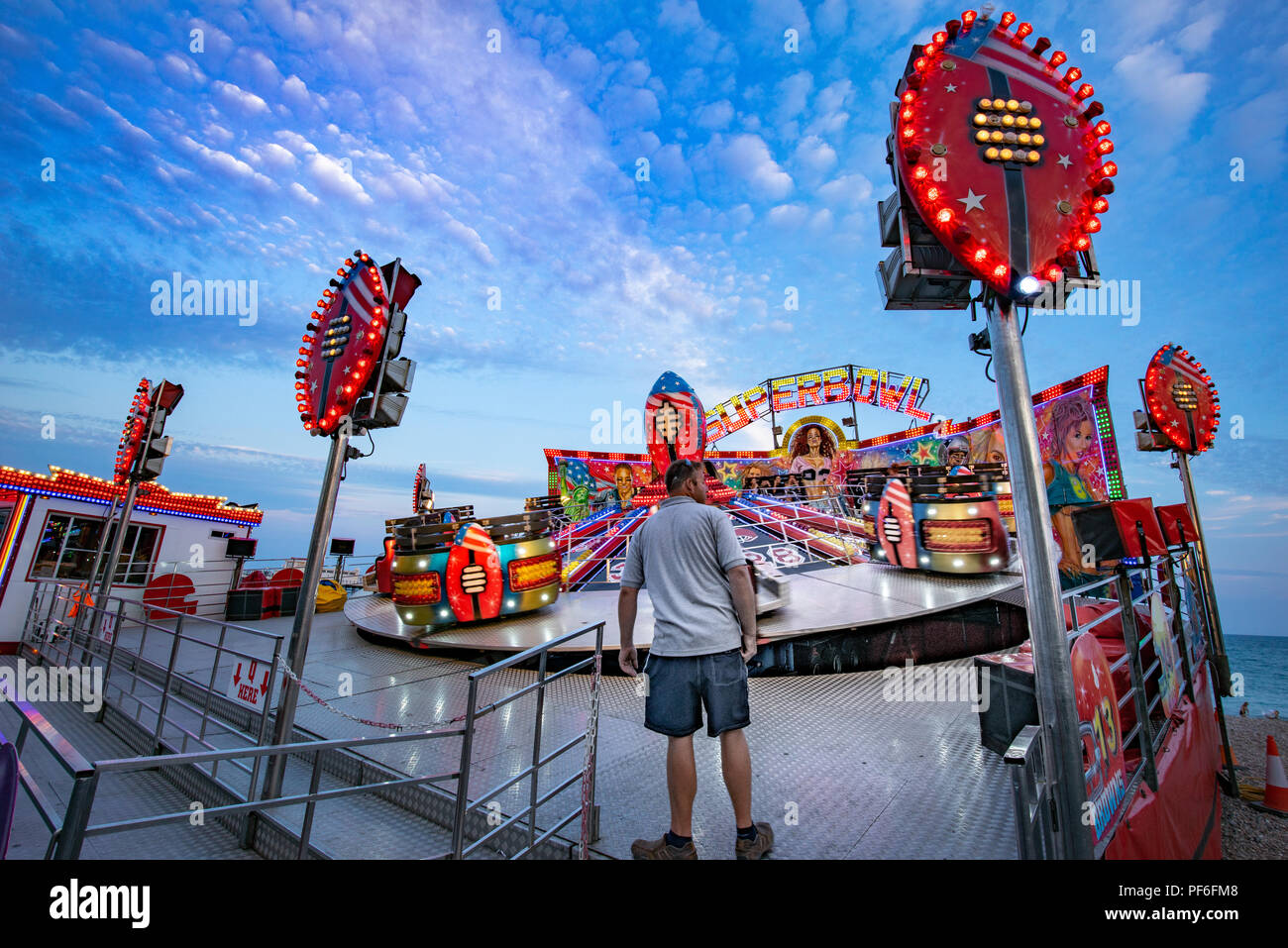 Brightly coloured funfair on Worthing seafront in England Stock Photo ...