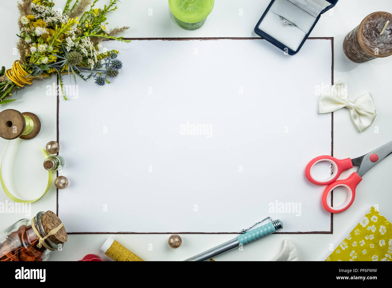 Flat lay with empty space for poster or slogan for a wedding or ...