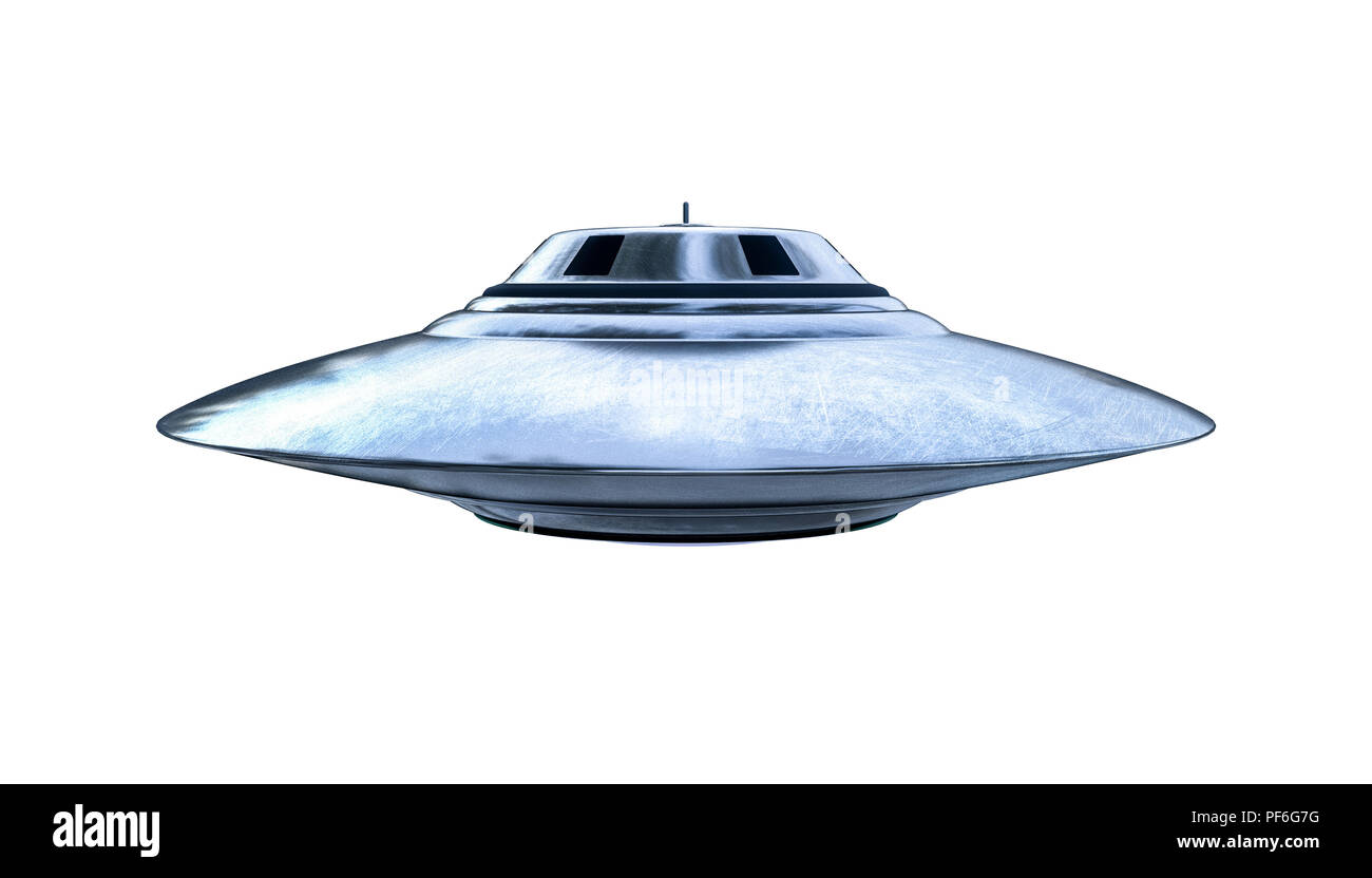 ufo isolated on white background 3d illustration Stock Photo - Alamy