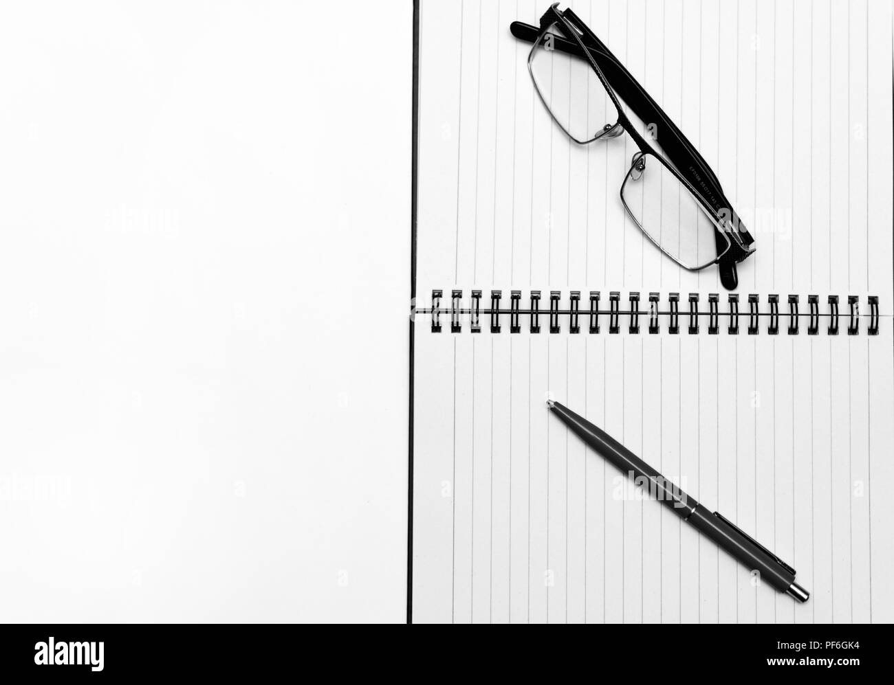 Office supplies and glasses. View from above. Isolated on white ...