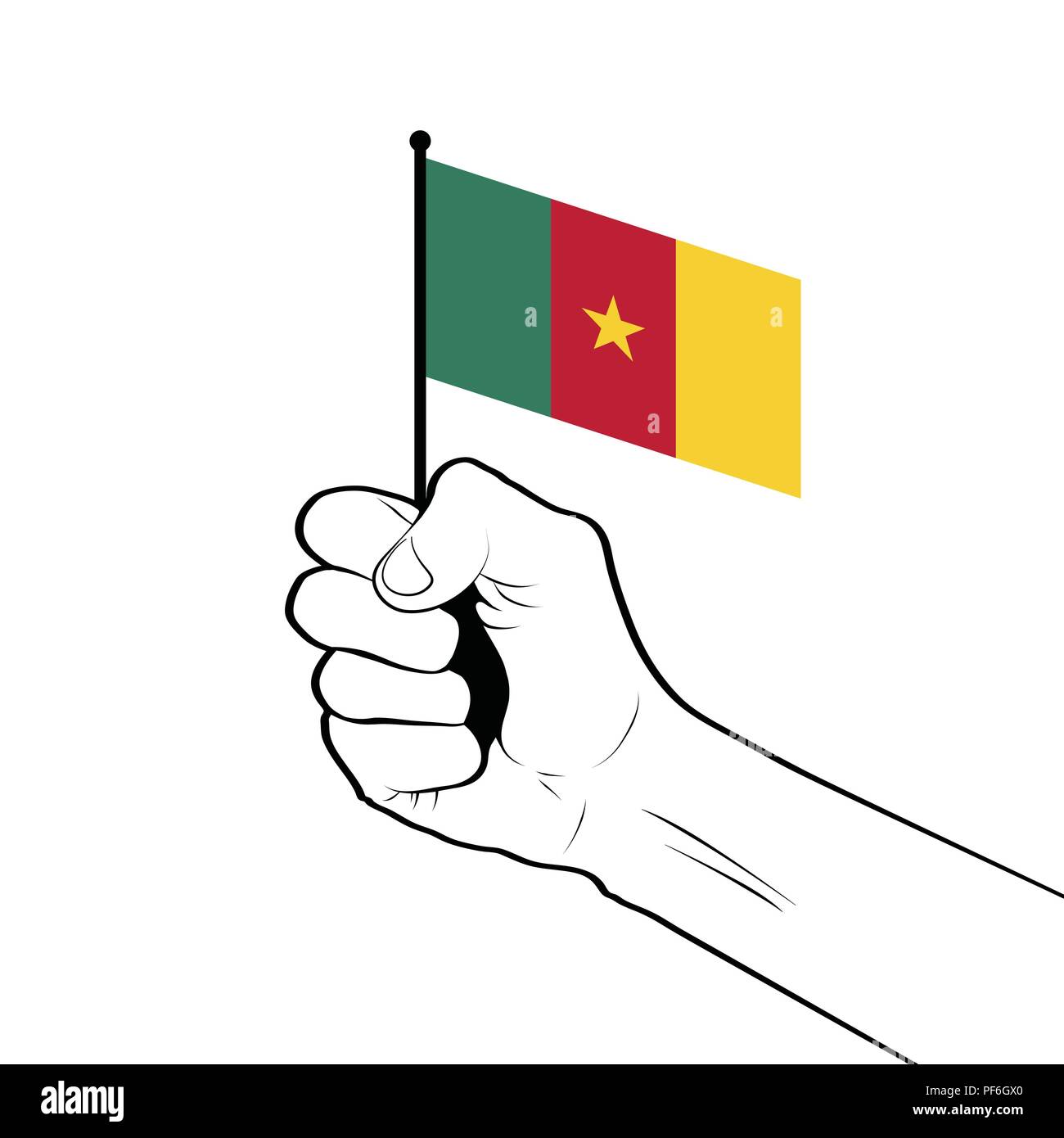Clenched fist raised in the air holding the national flag of Senegal ...