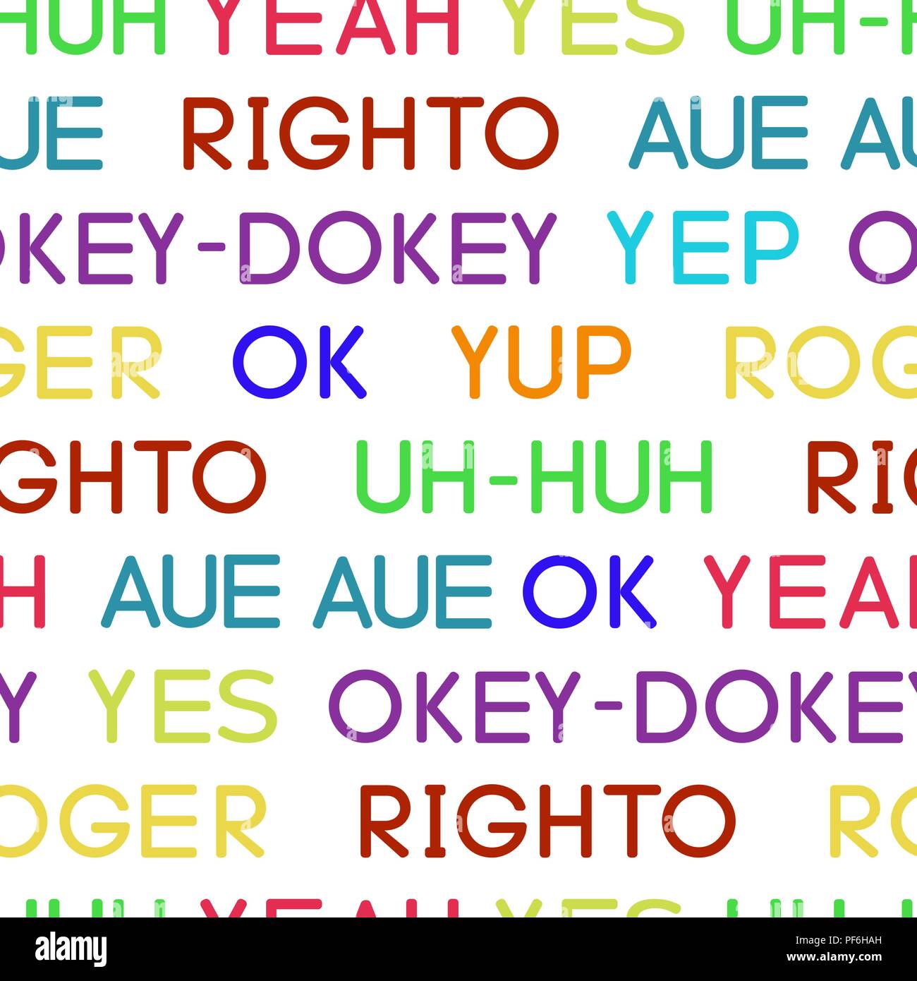 Typography coloured agreement words seamless vector pattern Stock ...