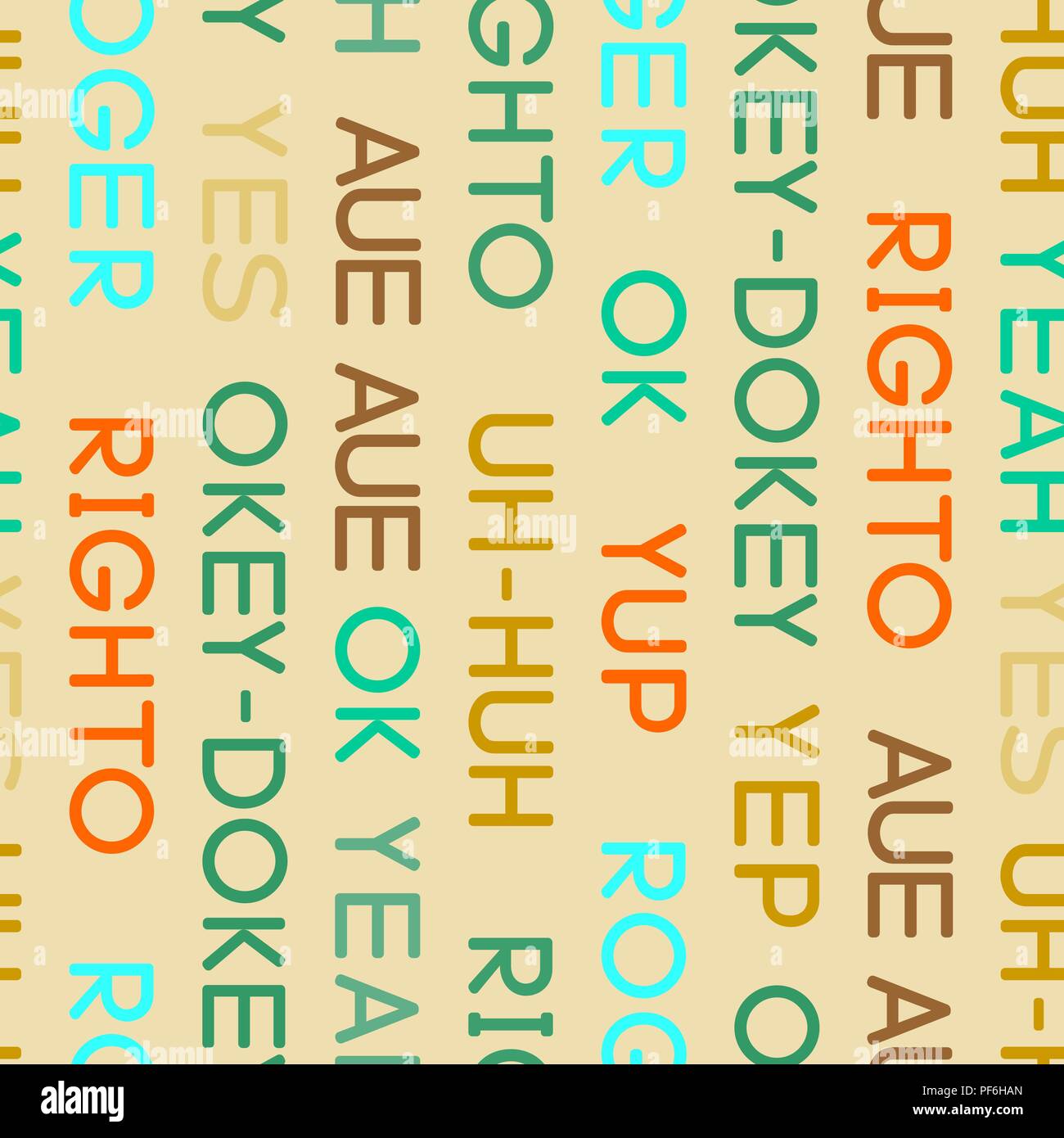 Typography coloured agreement words seamless vector pattern Stock ...