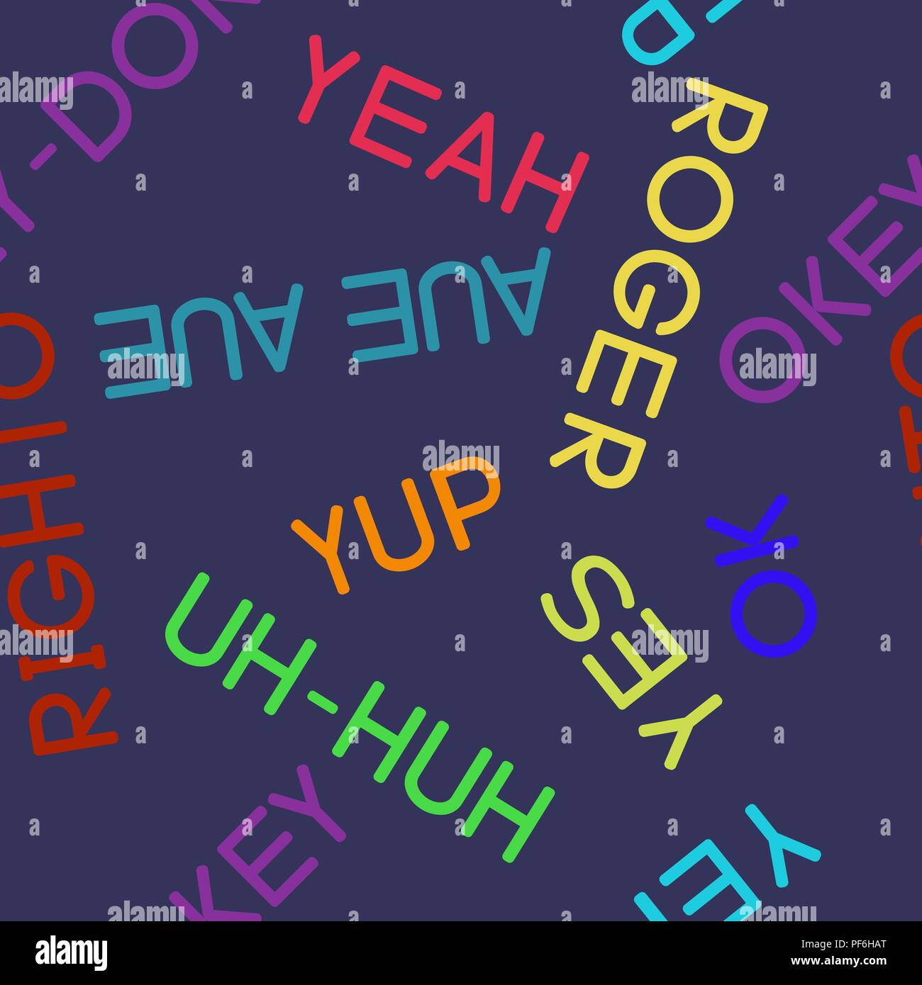 Typography coloured agreement words seamless vector lilac pattern Stock ...