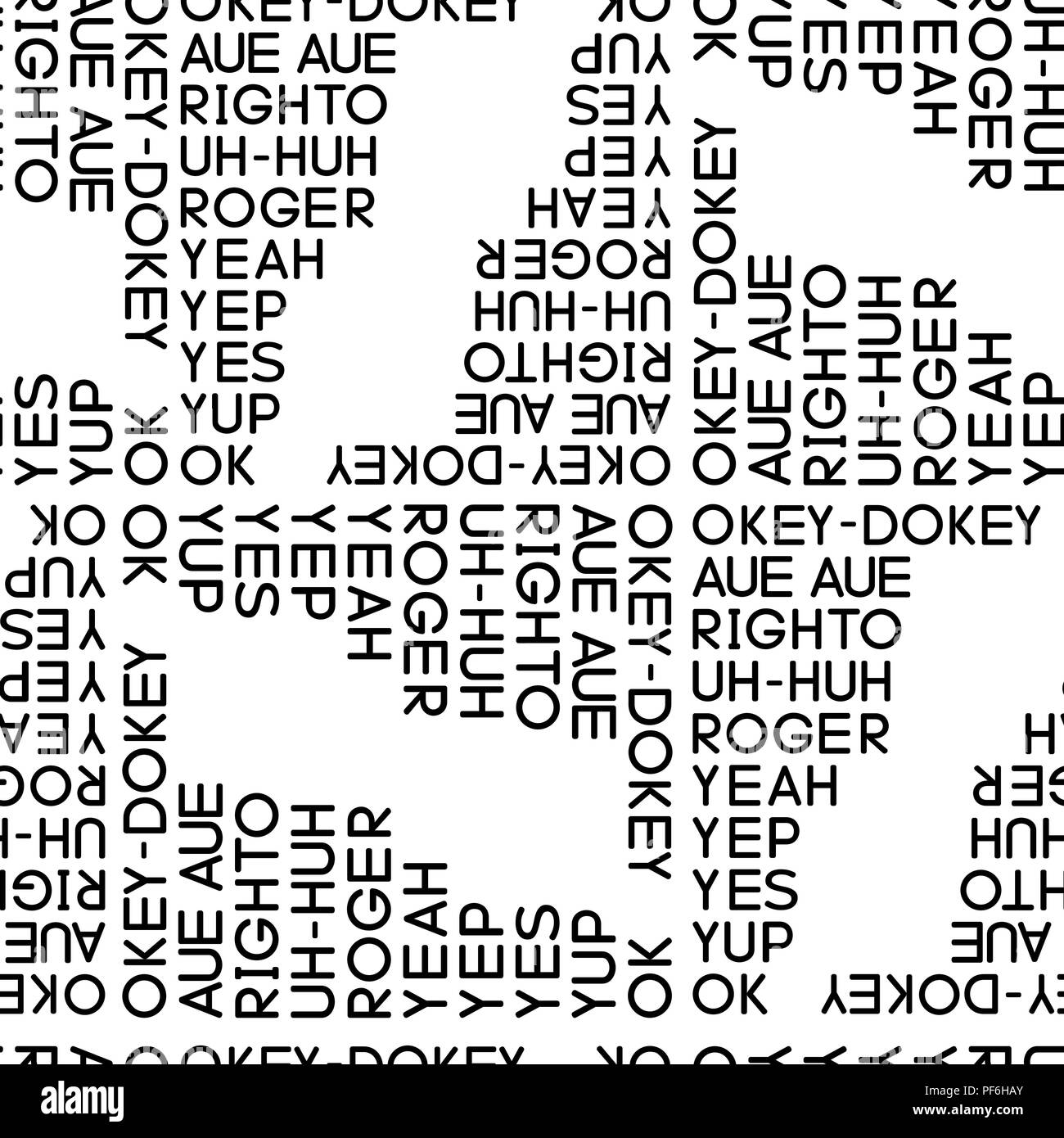 Typography coloured agreement words seamless vector pattern Stock ...