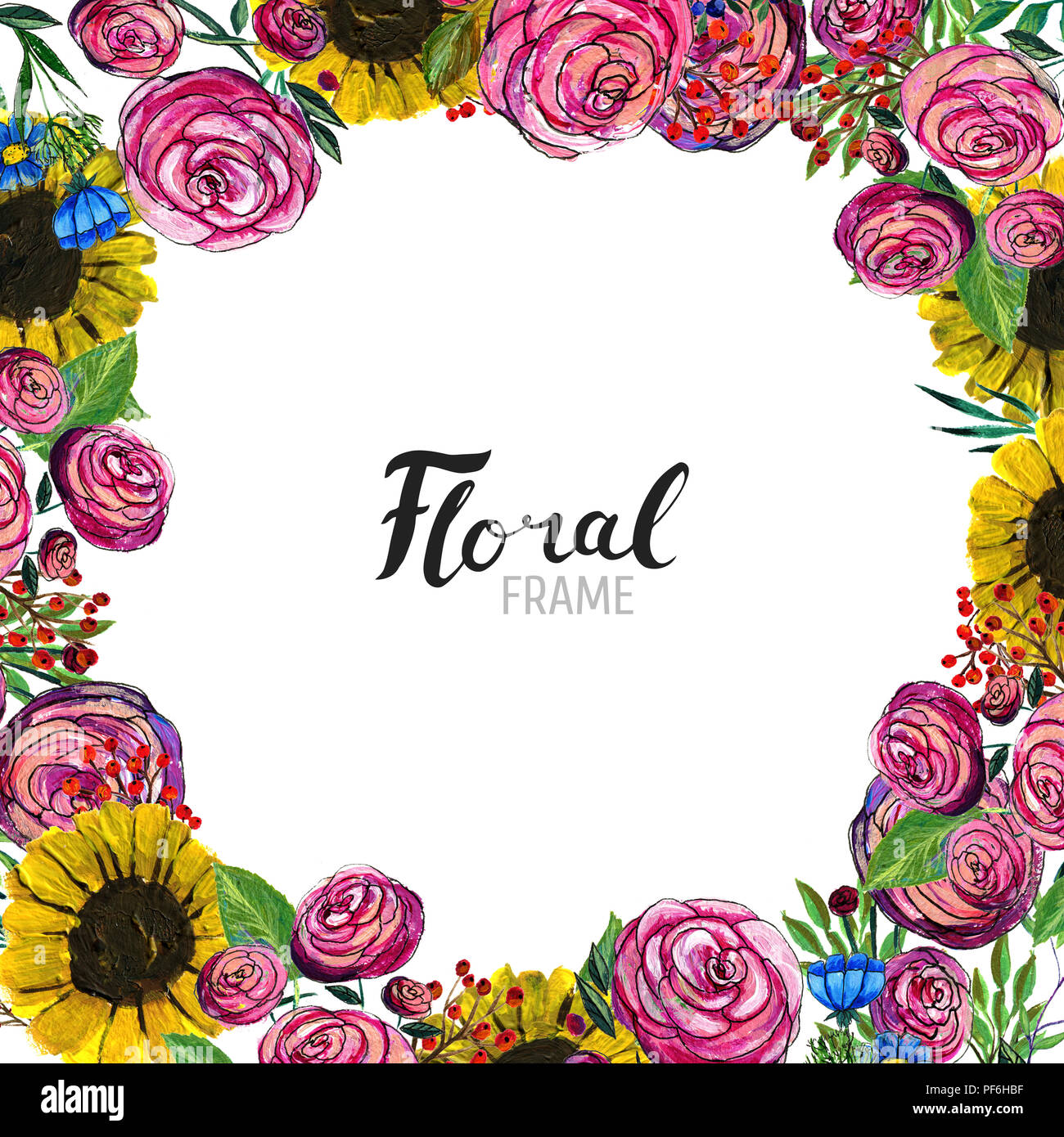 Hand drawn Flower Border Stock Photo - Alamy