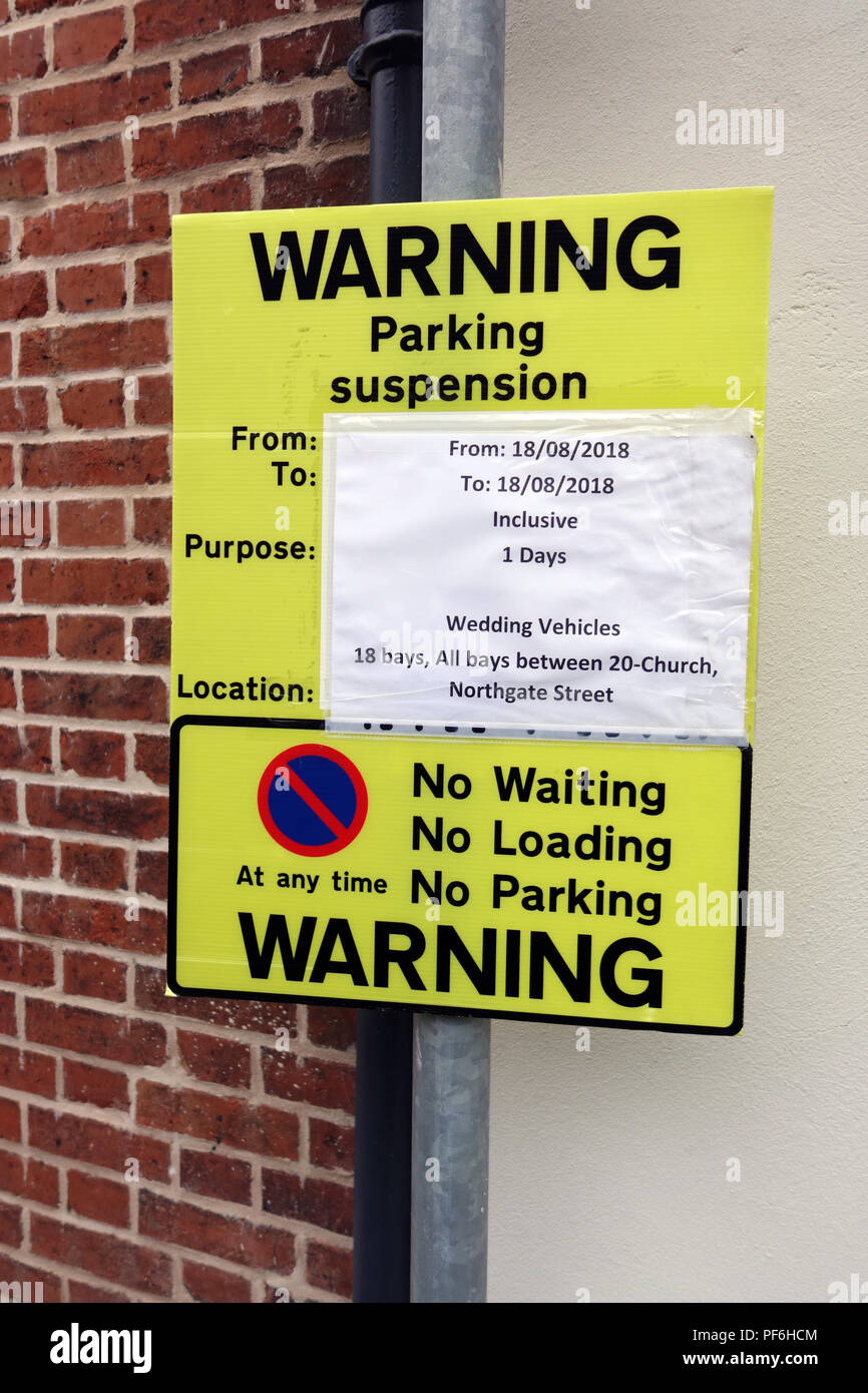 Temporary street parking restriction sign, in place for a Saturday ...