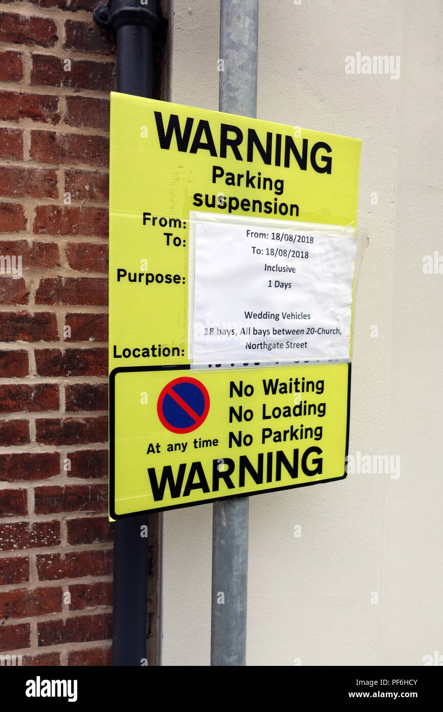 Temporary street parking restriction sign, in place for a Saturday ...