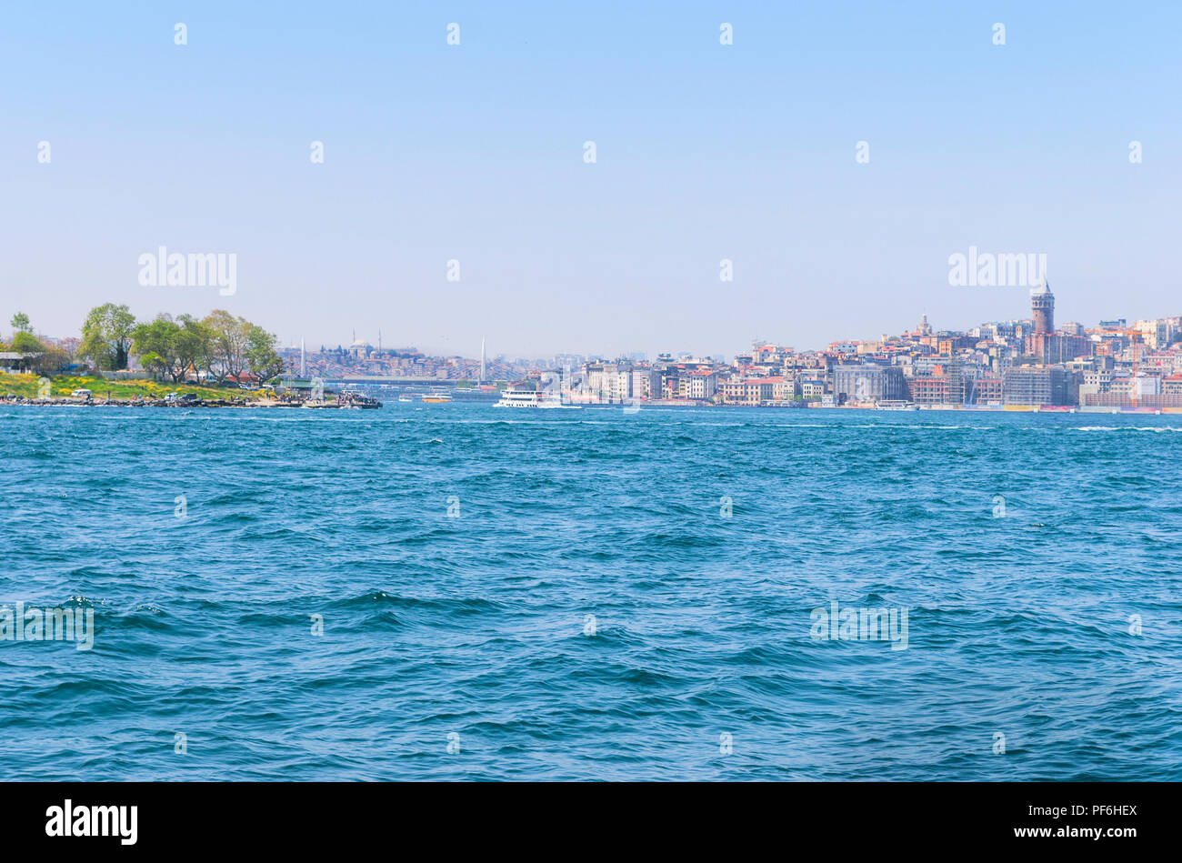 View from the water on the historical center of Istanbul Stock Photo ...