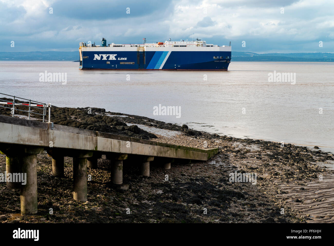 A car transport vessel approaches the port of Avonmouth near Bristol ...