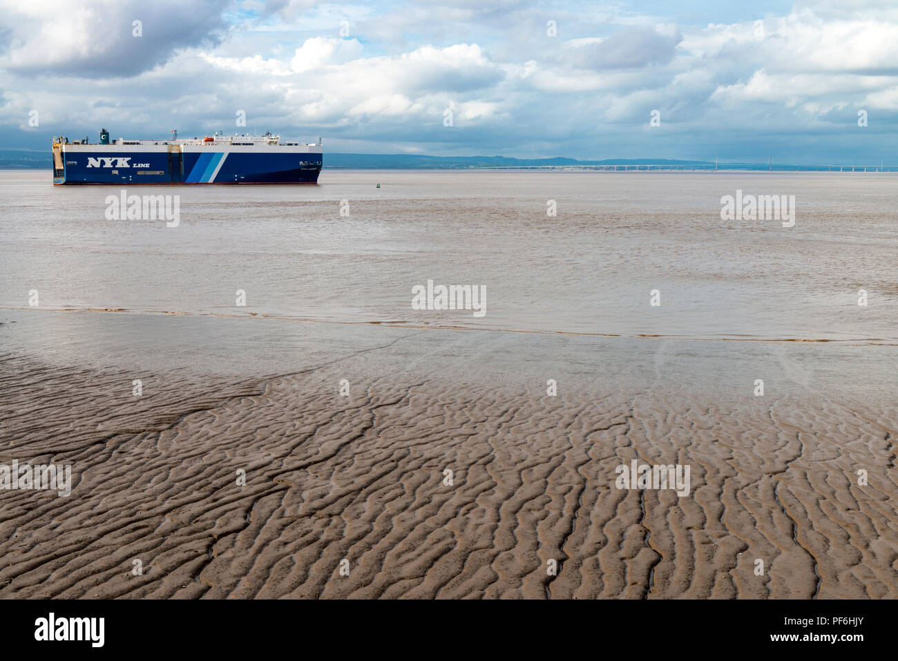 A car transport vessel approaches the port of Avonmouth near Bristol ...