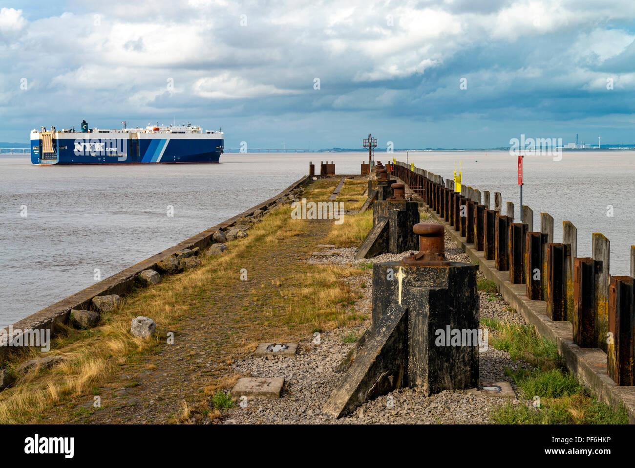 A car transport vessel approaches the port of Avonmouth near Bristol ...