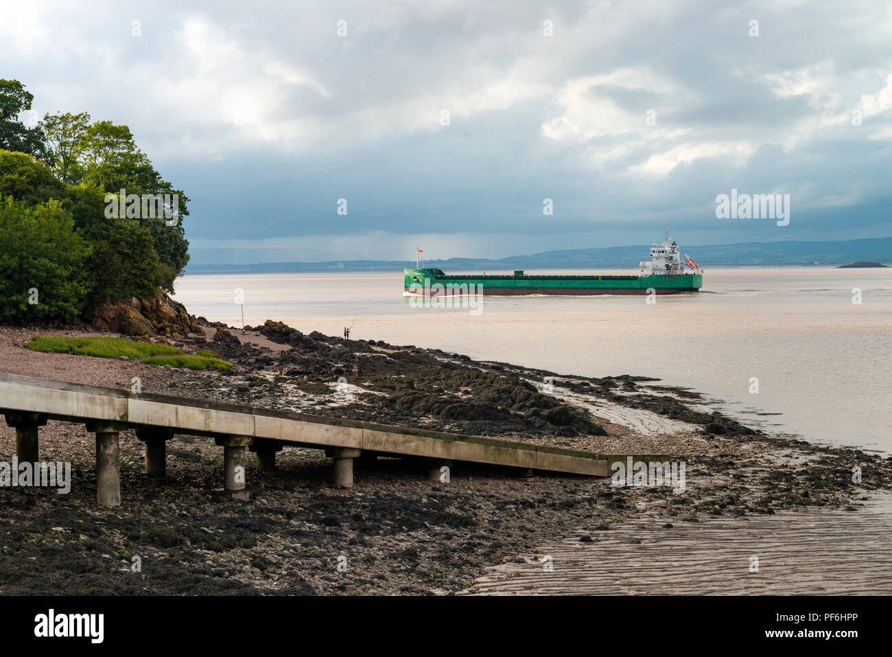 A bulk carrier vessel leaves the port of Avonmouth near Bristol ...